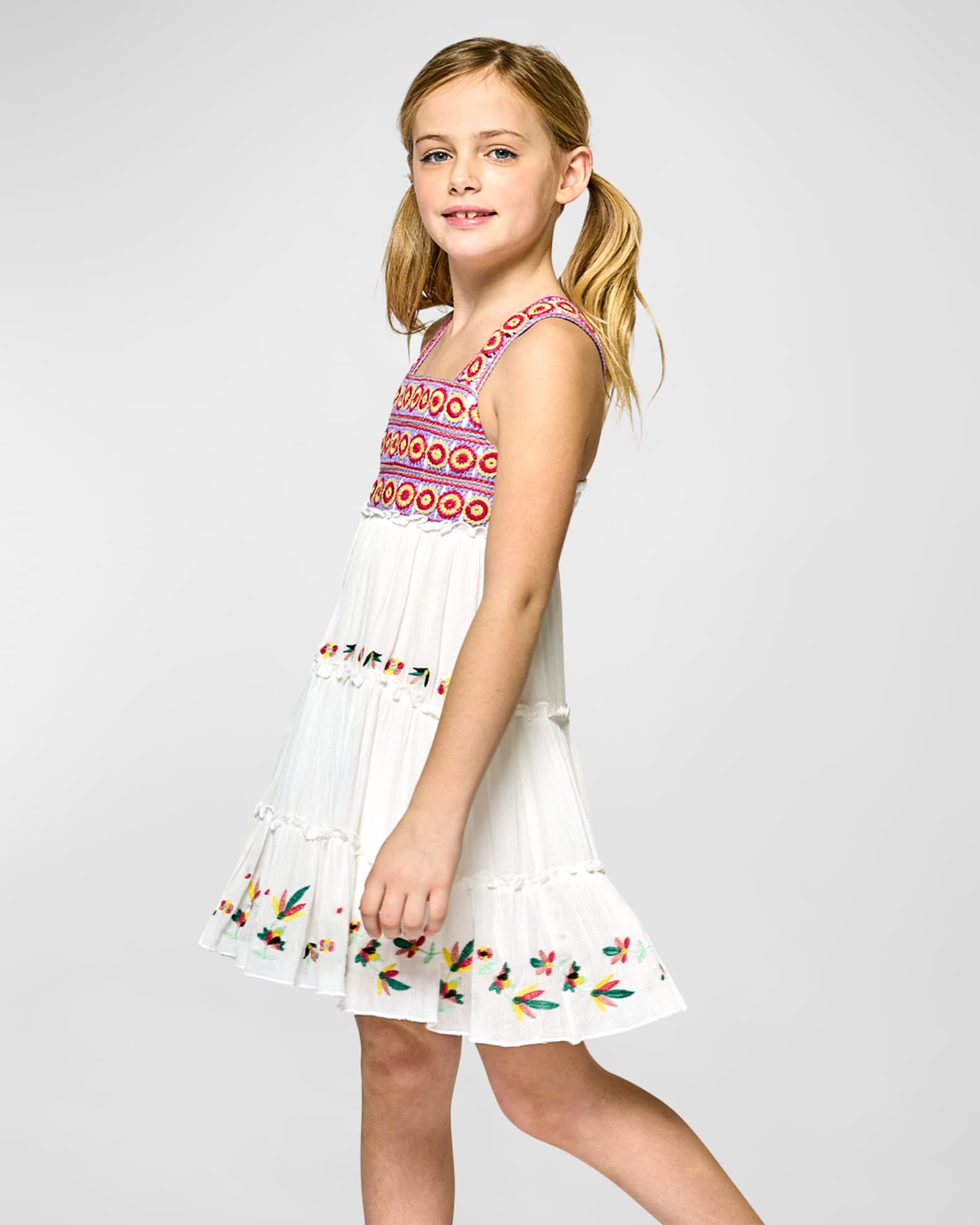 Hannah Banana Girl's Smocked Embroidered & Crotched Dress, Size 7-14 | Neiman Marcus