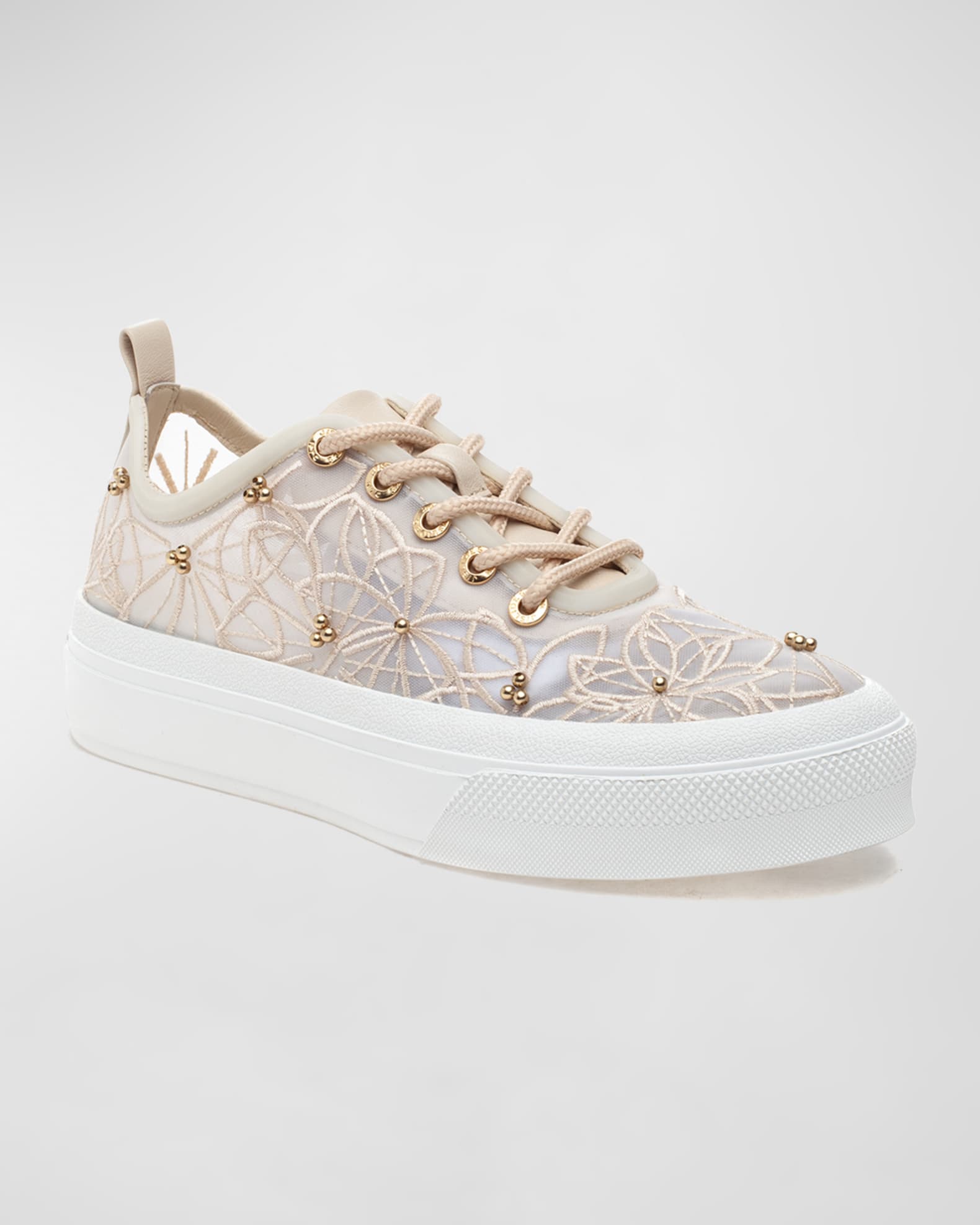 JSlides Gesell Sheer Beaded Low-Top Sneakers | Neiman Marcus
