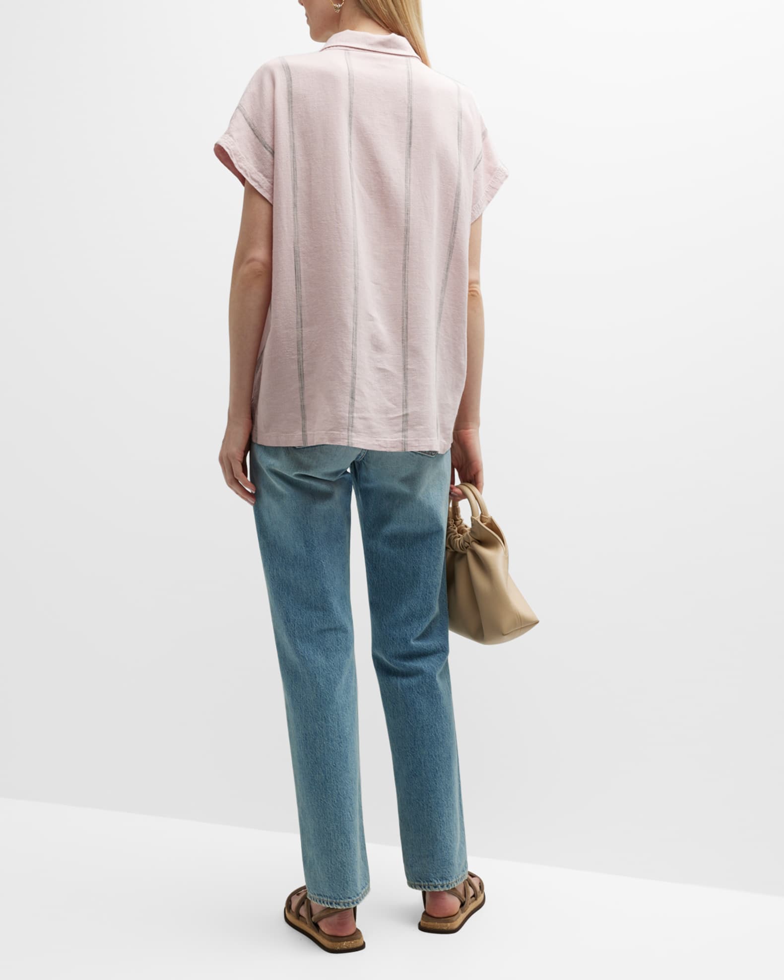 Splendid Giada Chalk Stripe Linen-Blend Camp Shirt | Neiman Marcus