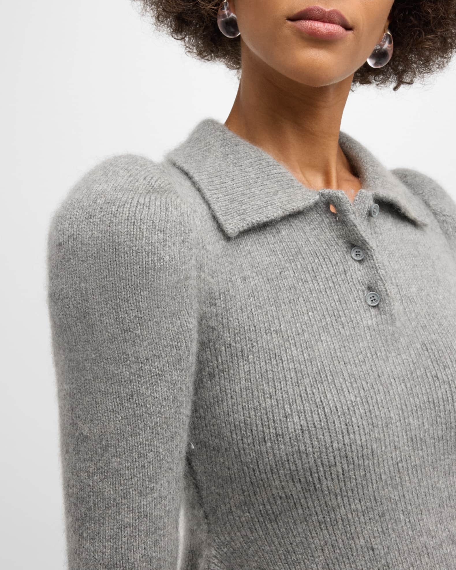 Loewe Long-Sleeve Cashmere Knit Mini Polo Dress | Neiman Marcus