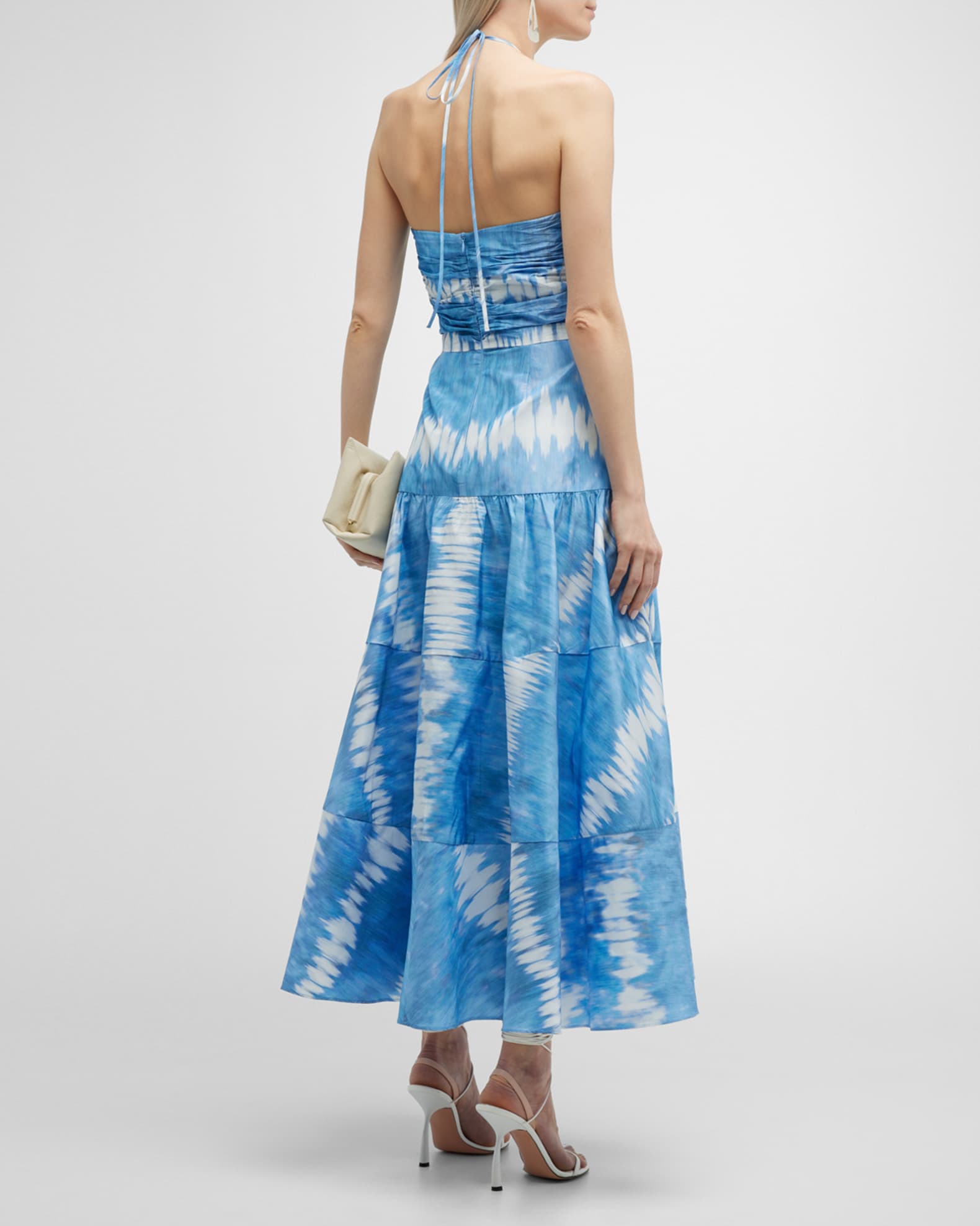 Alexis Roberta Tie-Dye Tiered Halter Midi Dress | Neiman Marcus