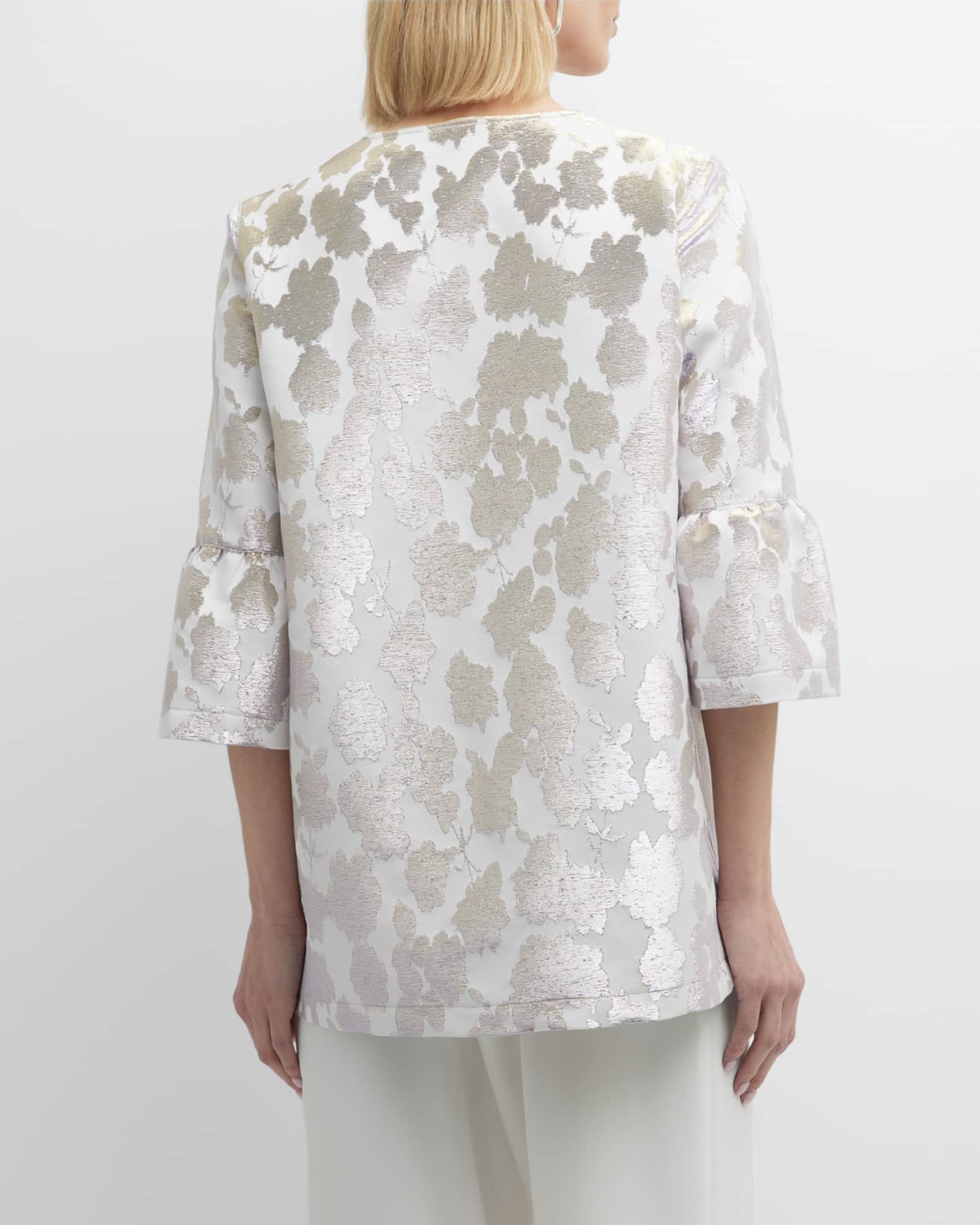 Caroline Rose Luminous Lavender Bell-Sleeve Top | Neiman Marcus