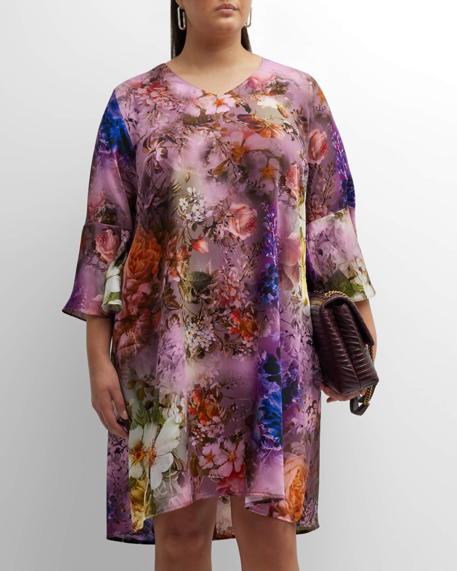 Caroline Rose Plus Plus Size Amethyst Garden Bell-Sleeve Dress | Neiman ...