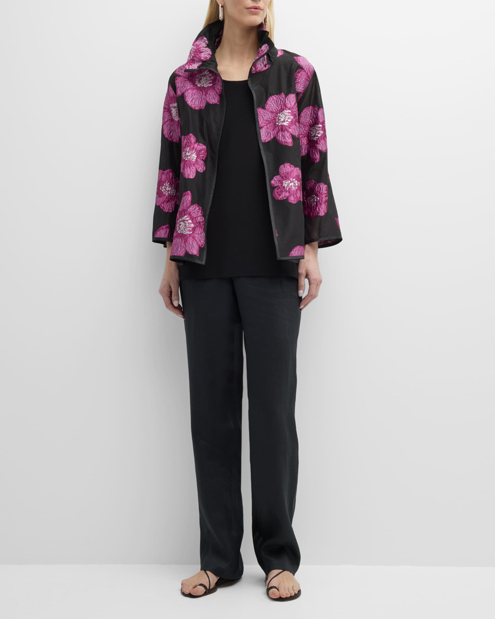 Caroline Rose Radiant Blooms Floral Devore Jacket | Neiman Marcus