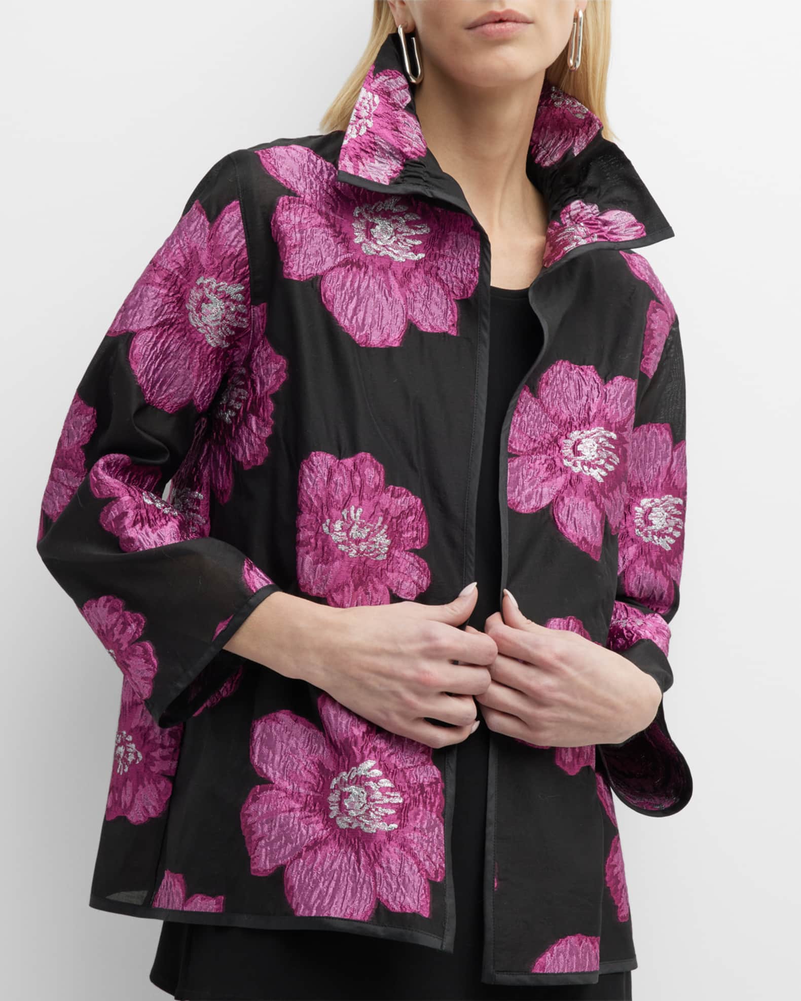 Caroline Rose Radiant Blooms Floral Devore Jacket | Neiman Marcus