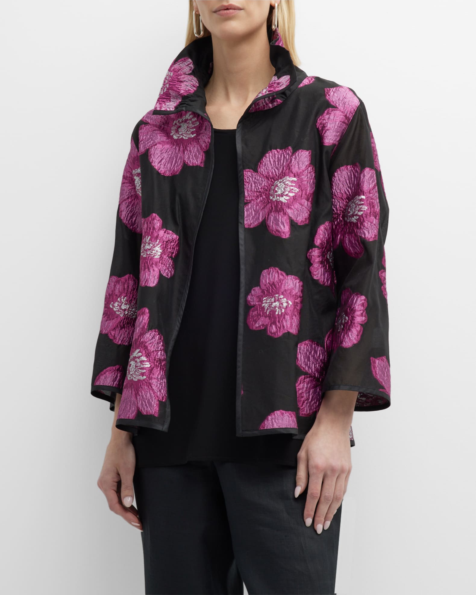 Caroline Rose Radiant Blooms Floral Devore Jacket | Neiman Marcus