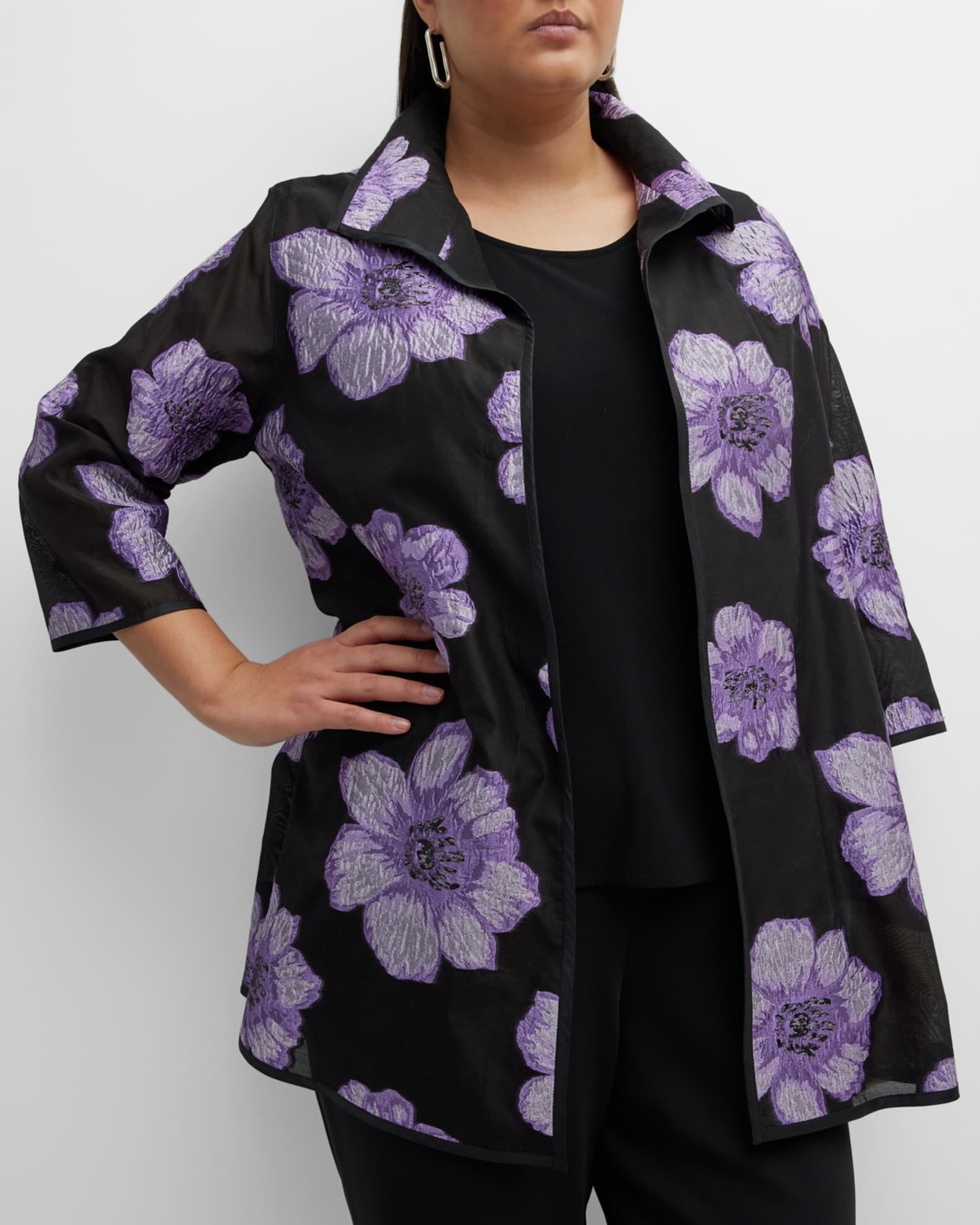 Caroline Rose Plus Plus Size Radiant Blooms Floral Devore Topper ...