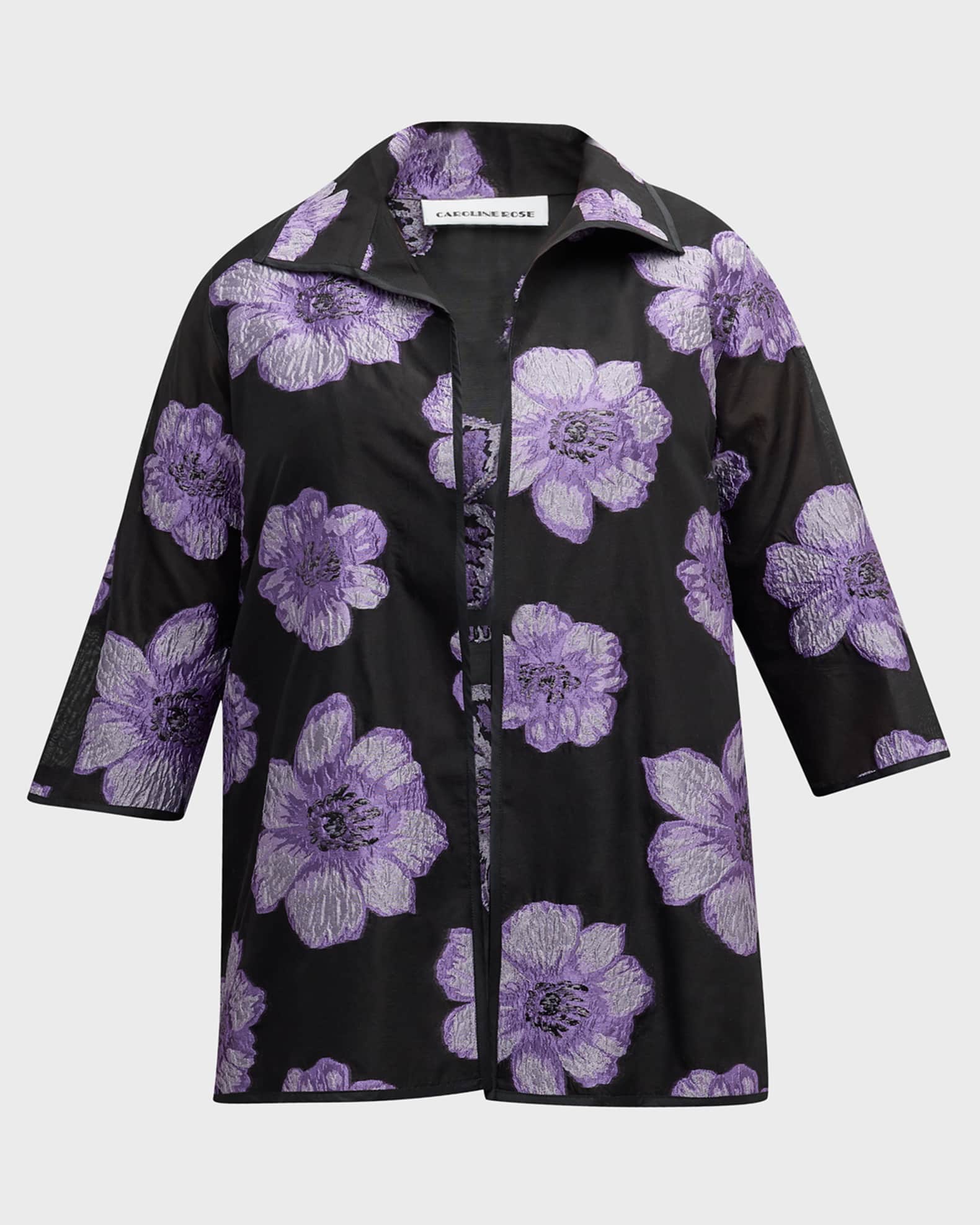 Caroline Rose Plus Plus Size Radiant Blooms Floral Devore Topper ...