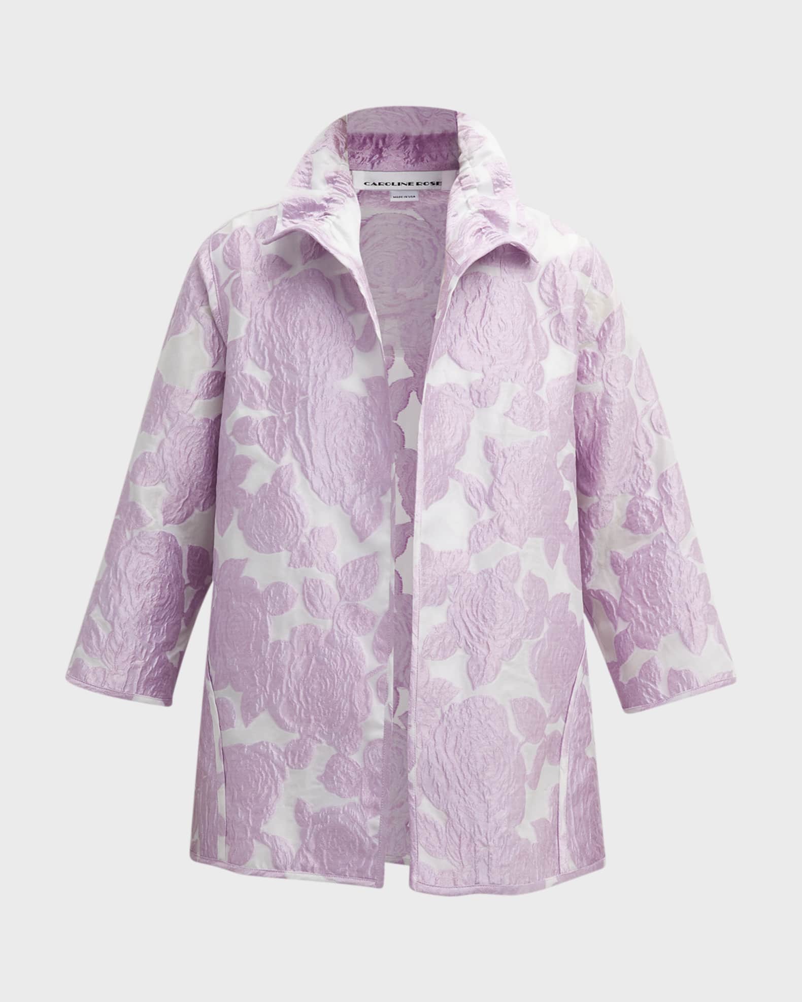 Caroline Rose Lavender Rose Floral Devore Jacket | Neiman Marcus