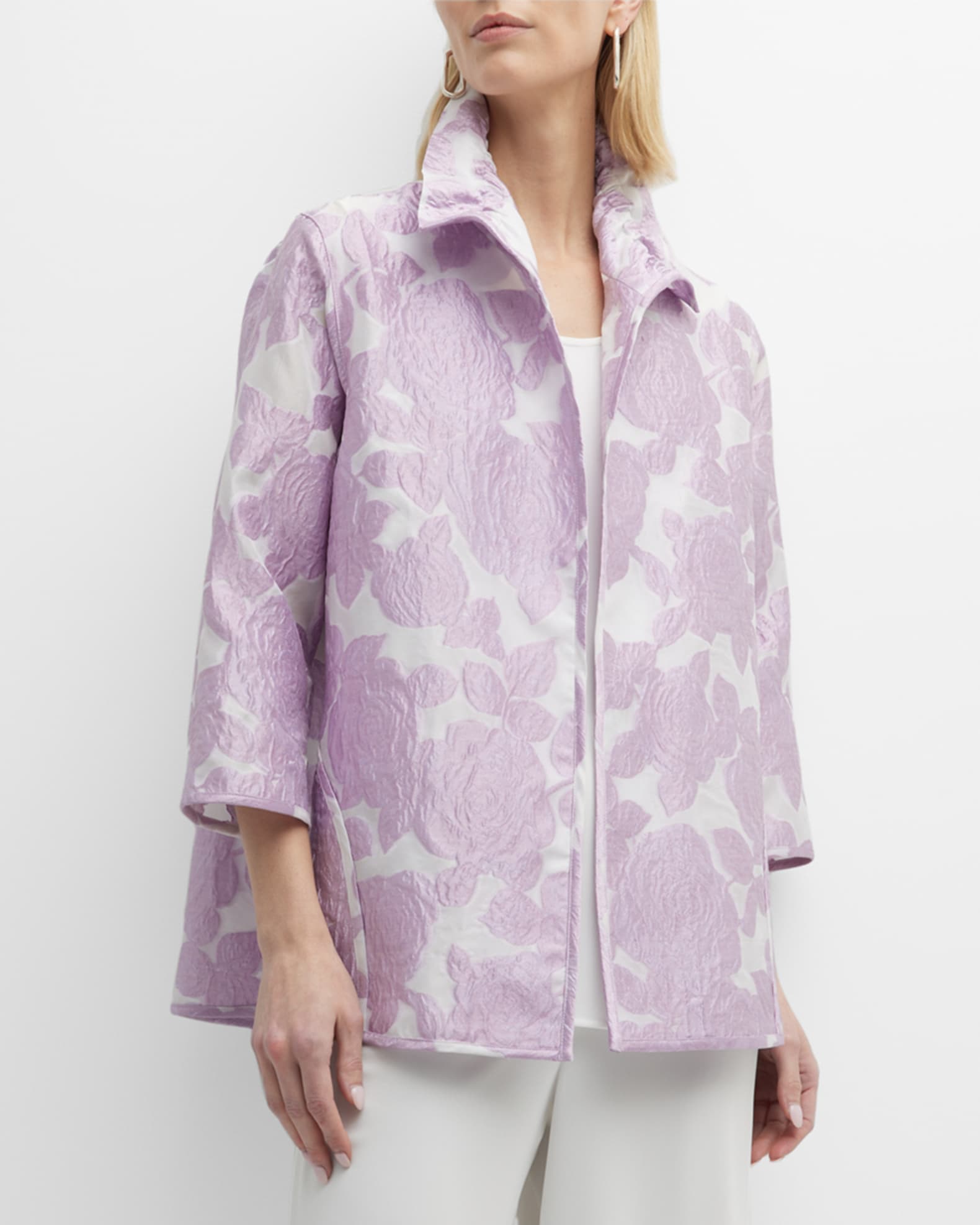 Caroline Rose Lavender Rose Floral Devore Jacket | Neiman Marcus