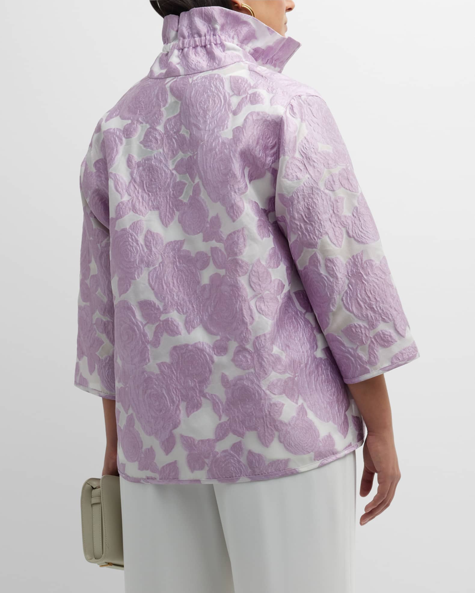 Caroline Rose Plus Plus Size Lavender Rose Floral Devore Jacket ...