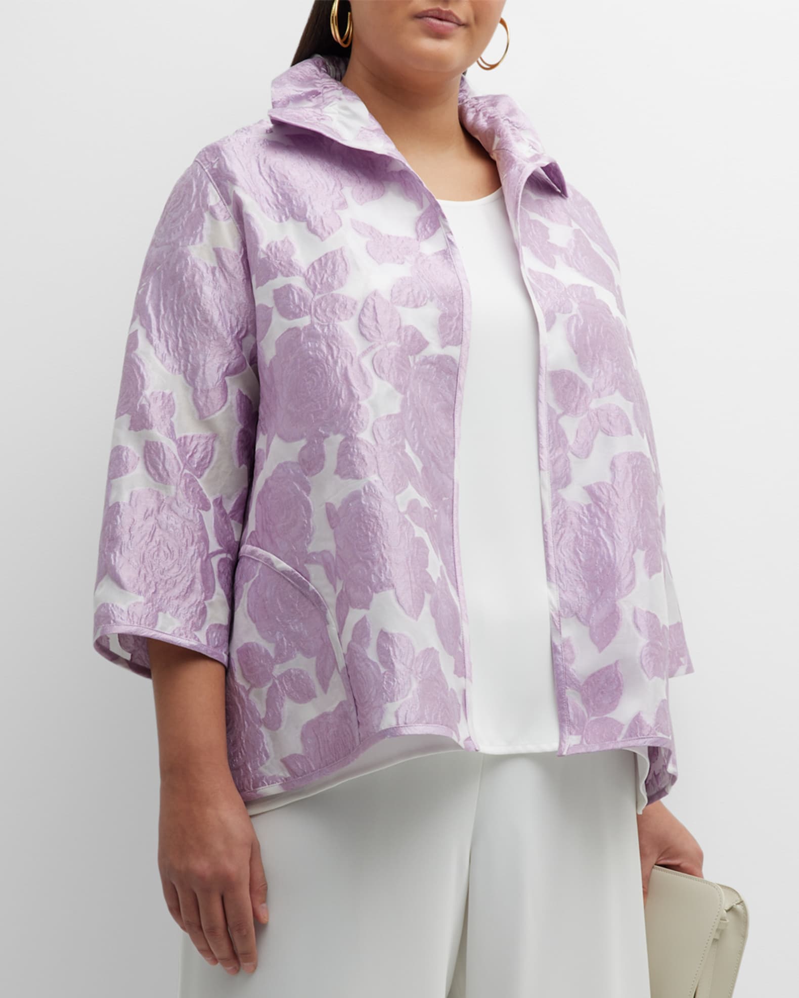 Caroline Rose Plus Plus Size Lavender Rose Floral Devore Jacket ...