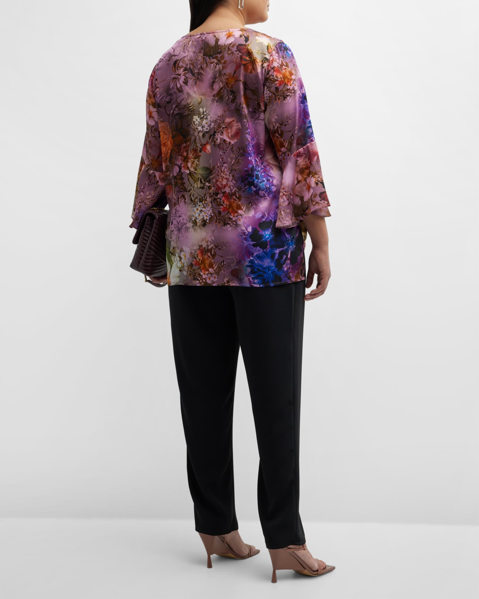Caroline Rose Plus Plus Size Amethyst Garden Floral-Print Twill Top ...