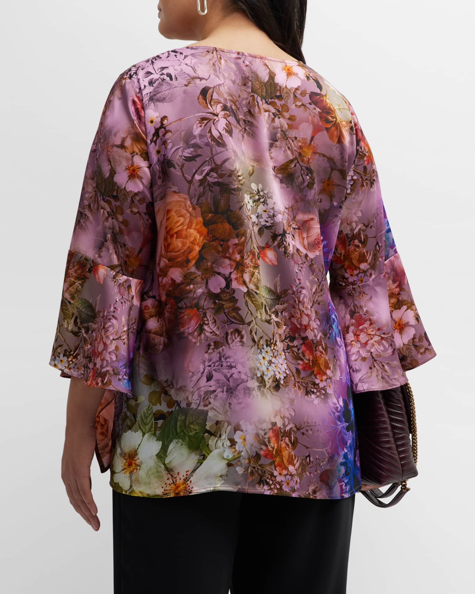 Caroline Rose Plus Plus Size Amethyst Garden Floral-Print Twill Top ...