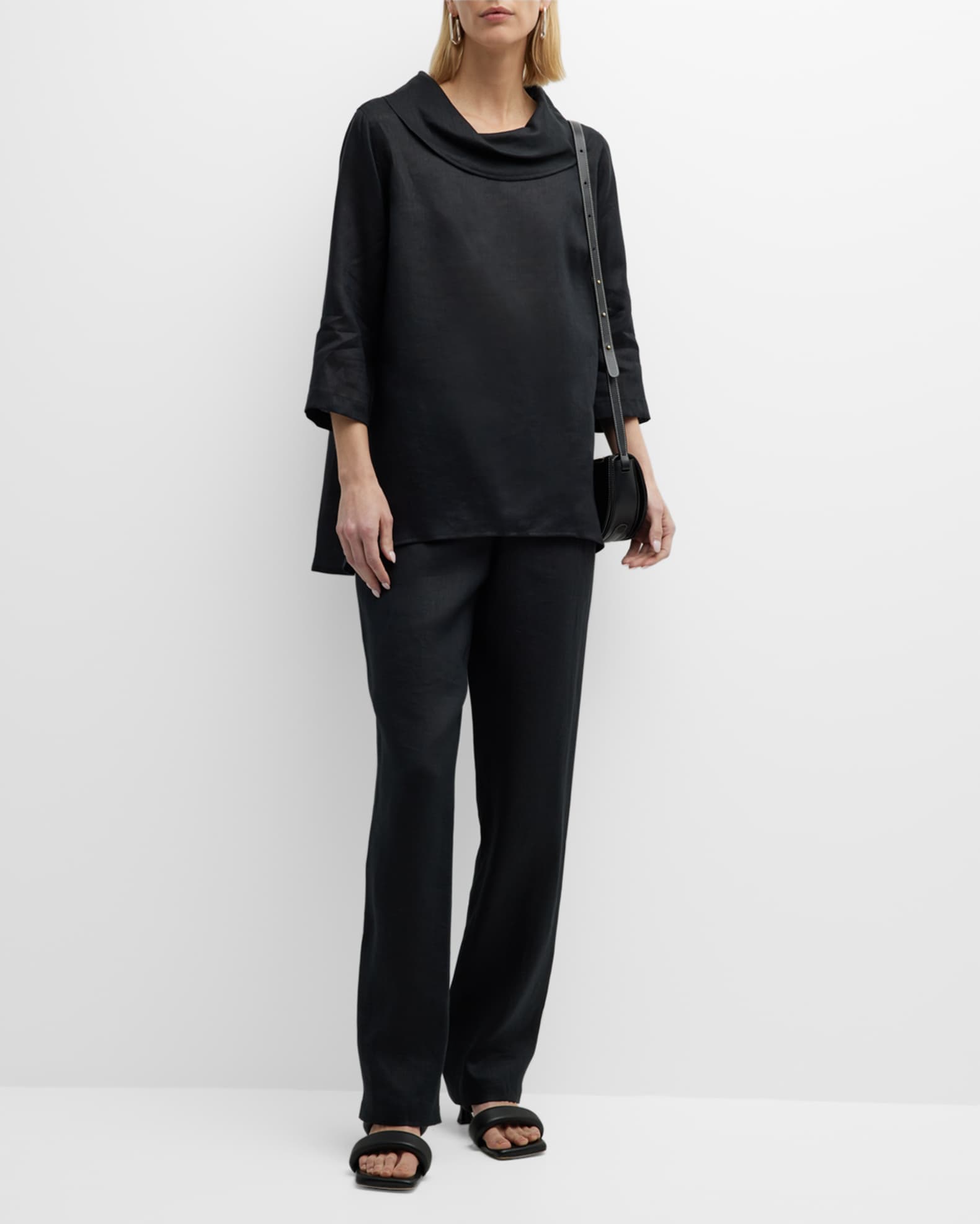 Caroline Rose Cowl-Neck Tissue Linen Tunic | Neiman Marcus