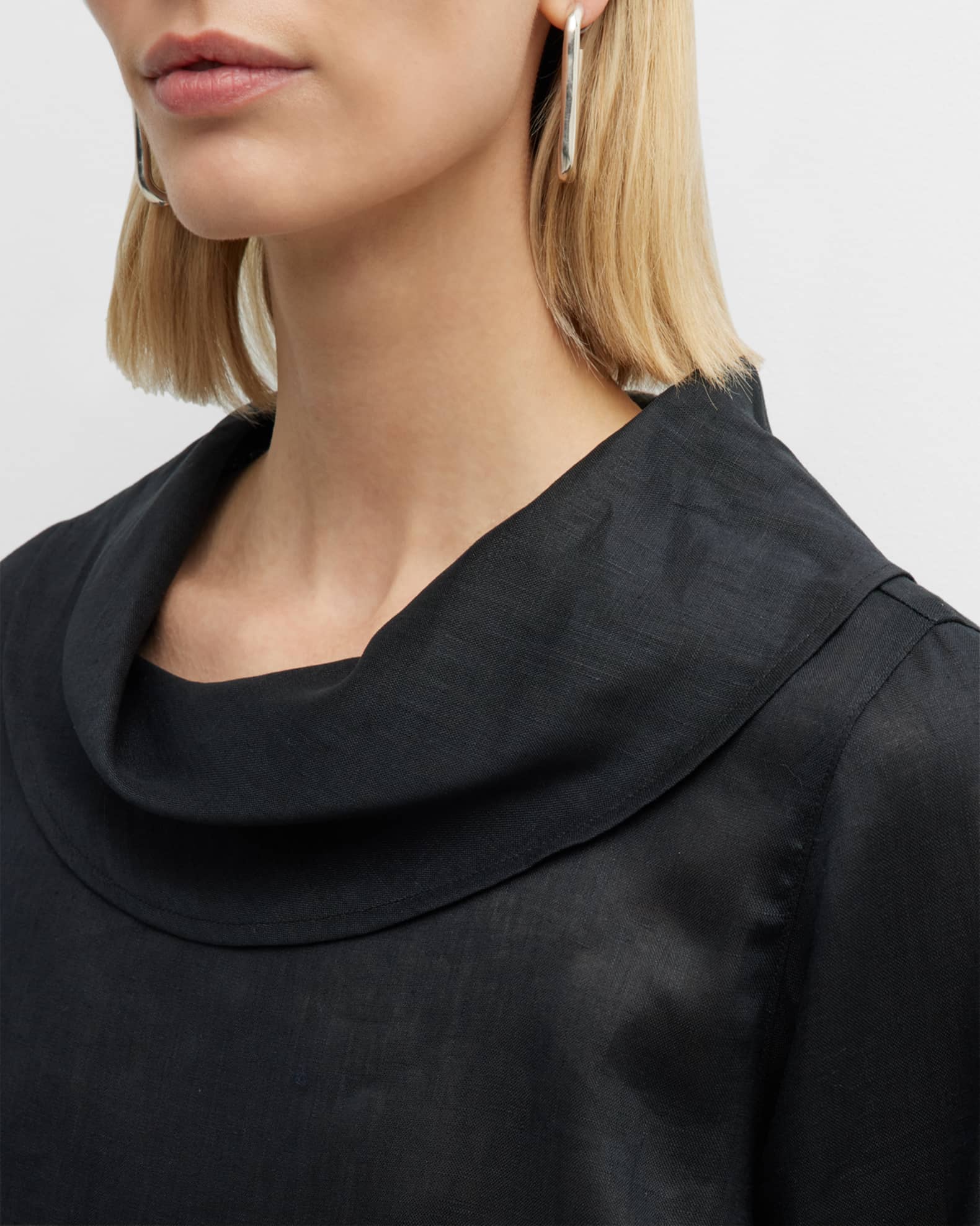 Caroline Rose Cowl-Neck Tissue Linen Tunic | Neiman Marcus
