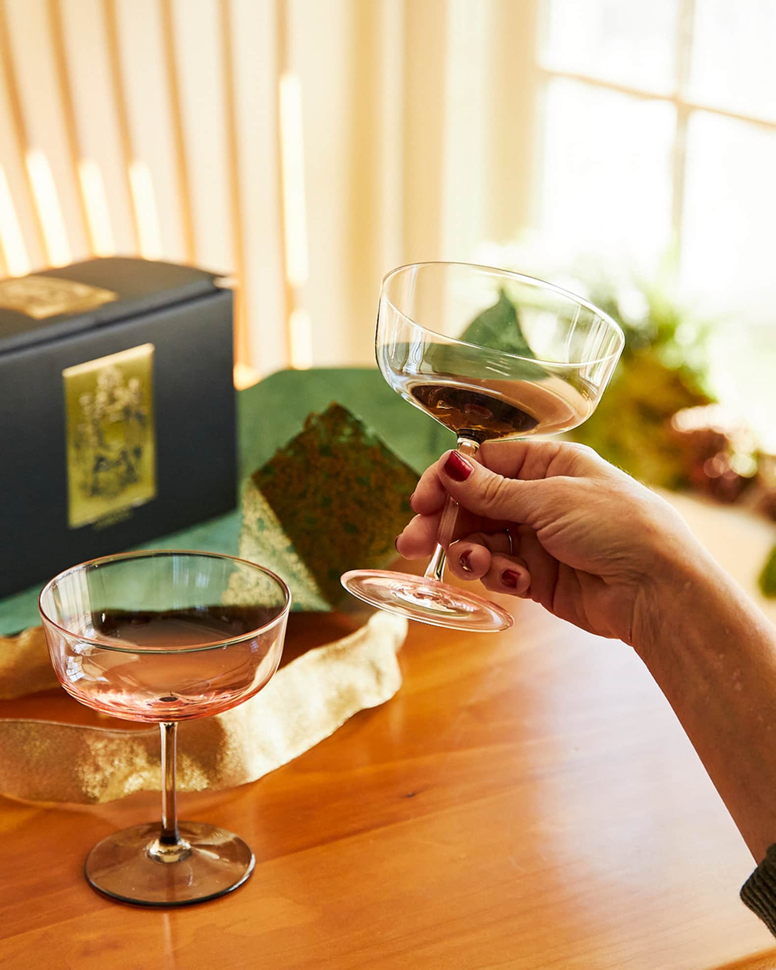 Caskata Celia Rose & Mocha Coupe Cocktail Glasses, Set of 2 | Neiman Marcus