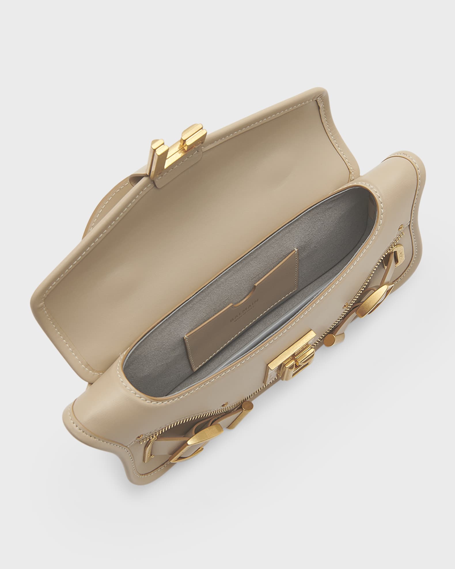 Balmain Blaze Box Leather Pouch Crossbody Bag | Neiman Marcus