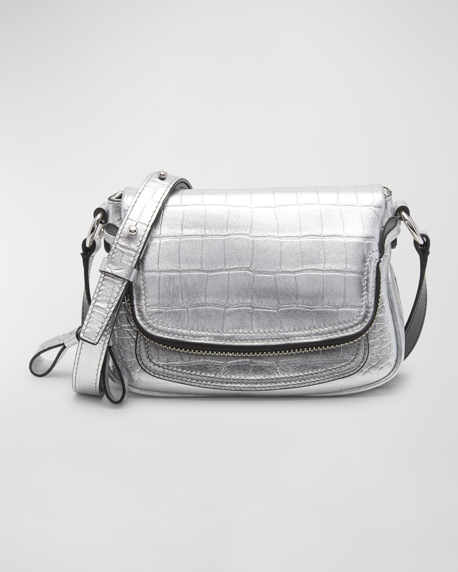 TOM FORD Jennifer Mini Crossbody in Metallic Stamped Croc Leather ...