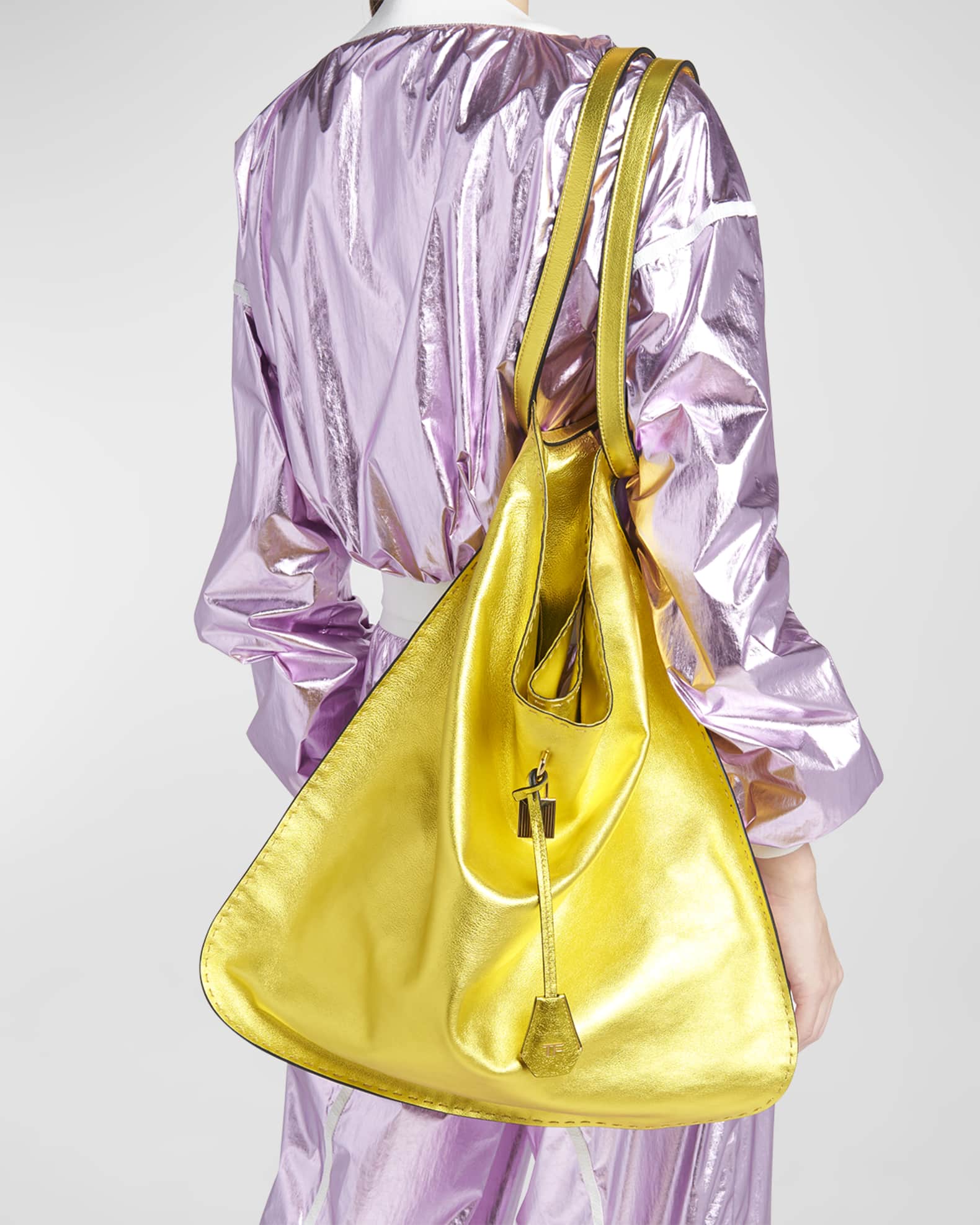 TOM FORD Large Metallic Leather Shoulder Bag | Neiman Marcus