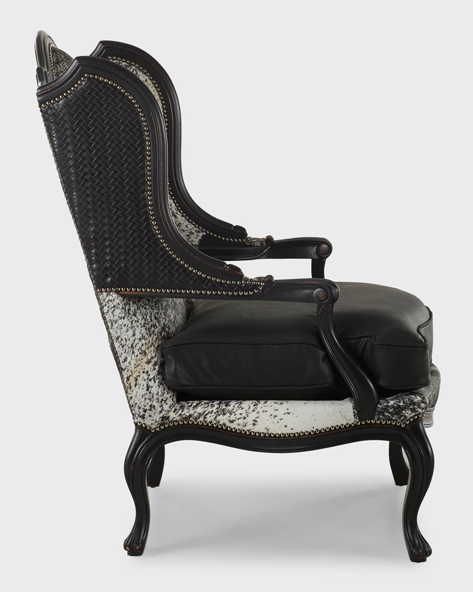 Massoud Lou Leather & Hide Wing Chair | Neiman Marcus