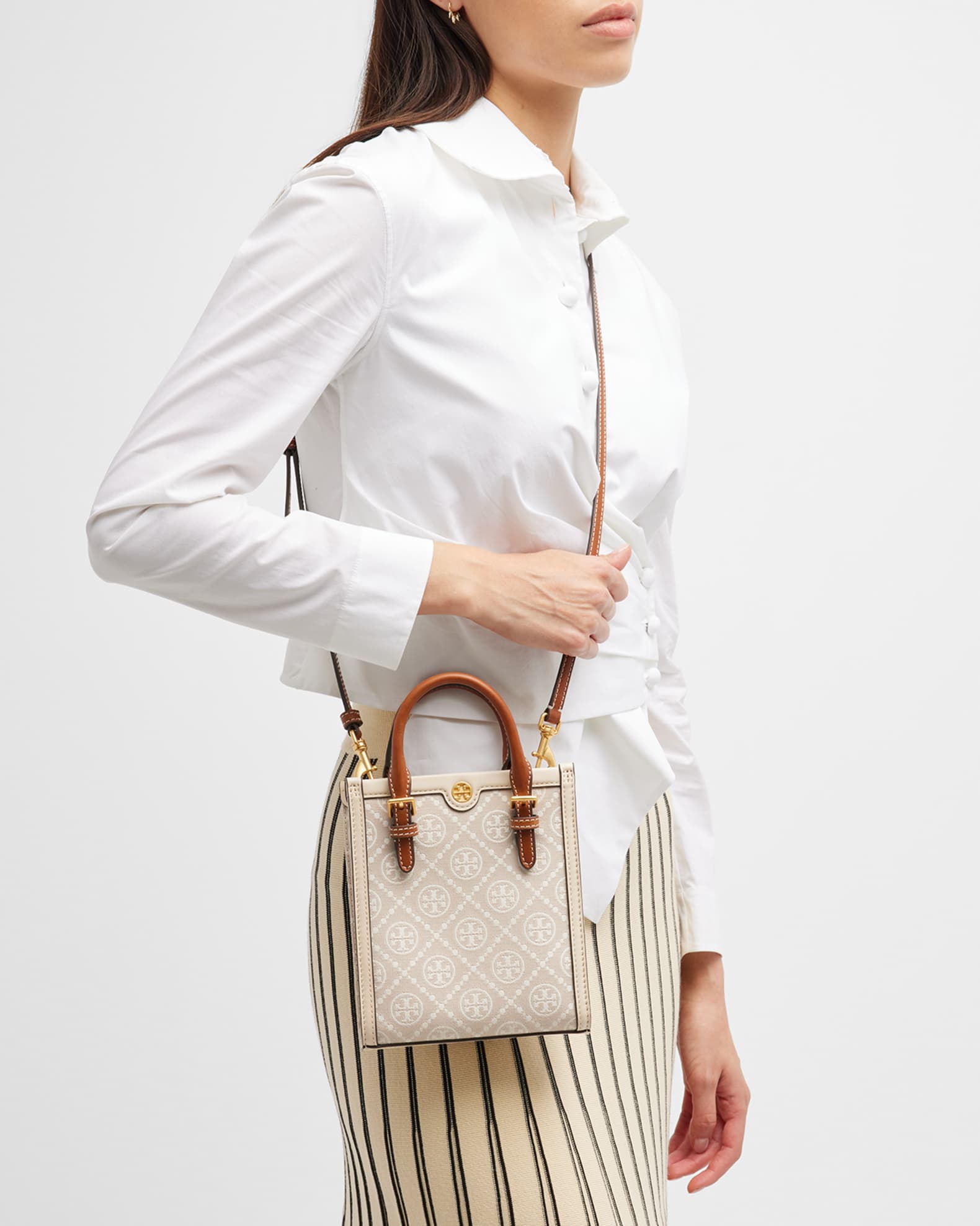 Tory Burch Mini T Monogram Canvas Tote Bag | Neiman Marcus