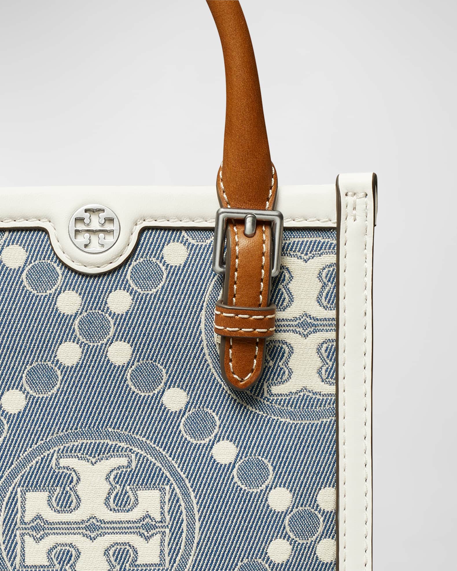 Tory Burch Mini T Monogram Denim Top-Handle Bag | Neiman Marcus