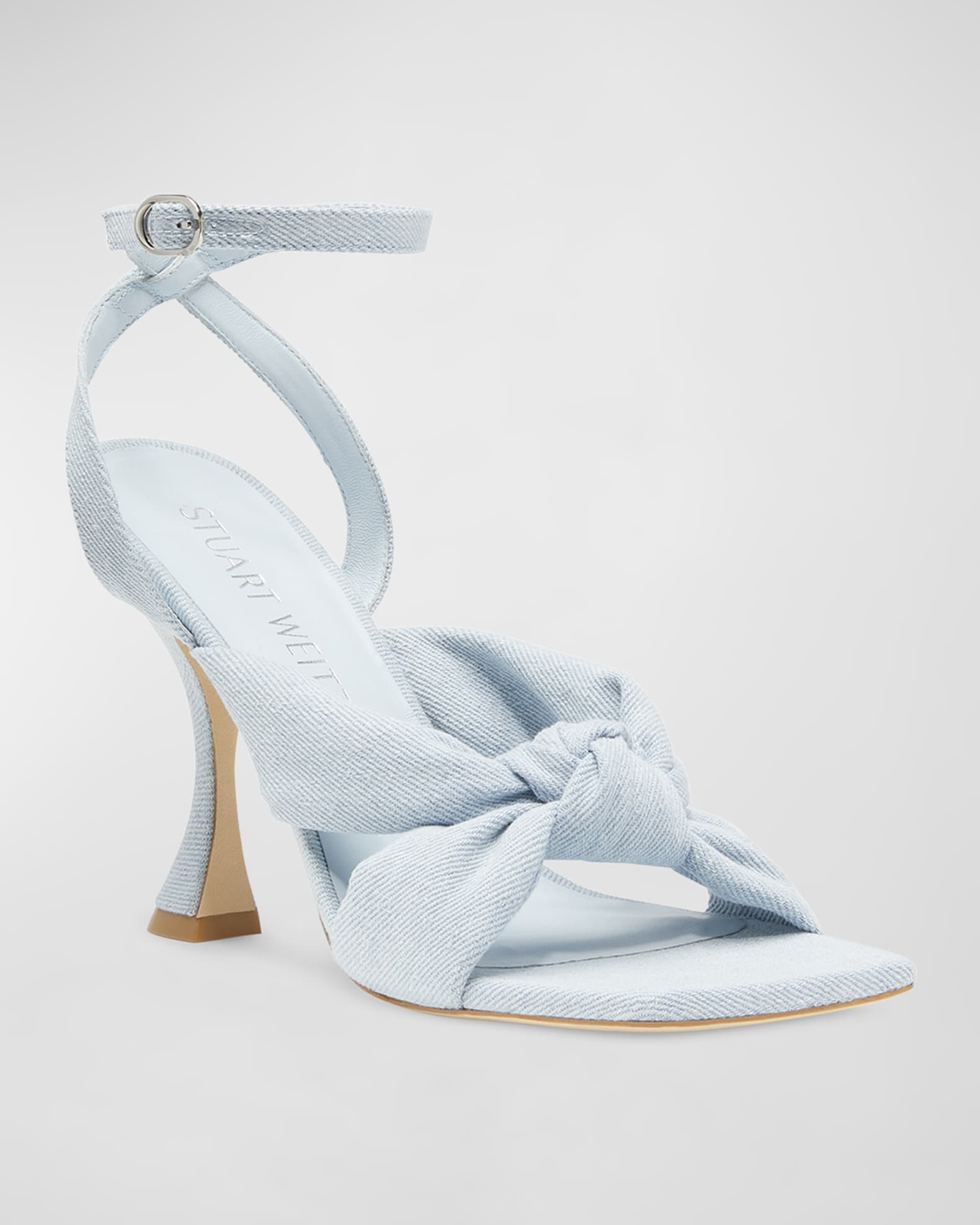 Stuart Weitzman Playa Ankle-Strap Knot Denim Sandals | Neiman Marcus