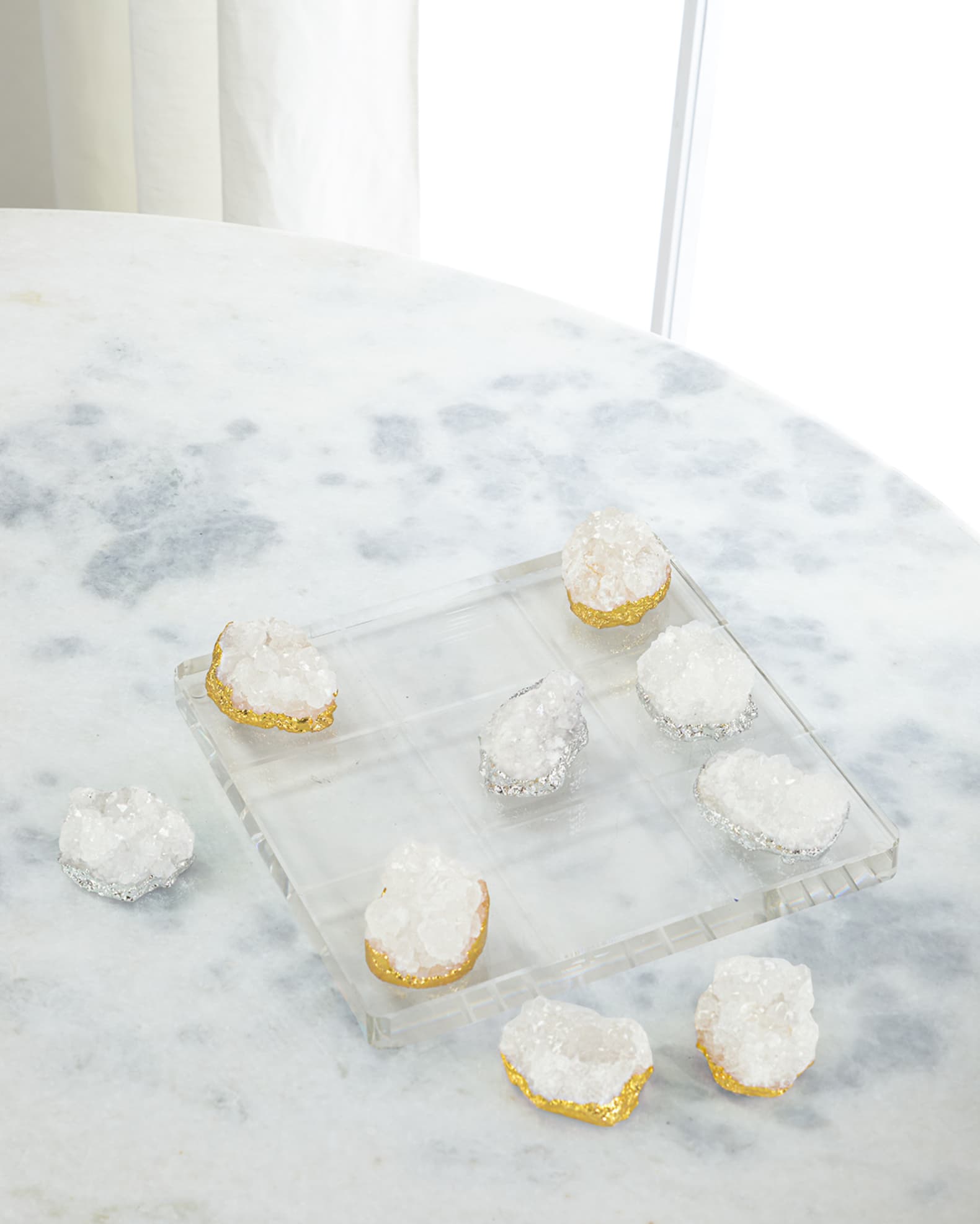 John-Richard Collection White Quartz Board Game | Neiman Marcus