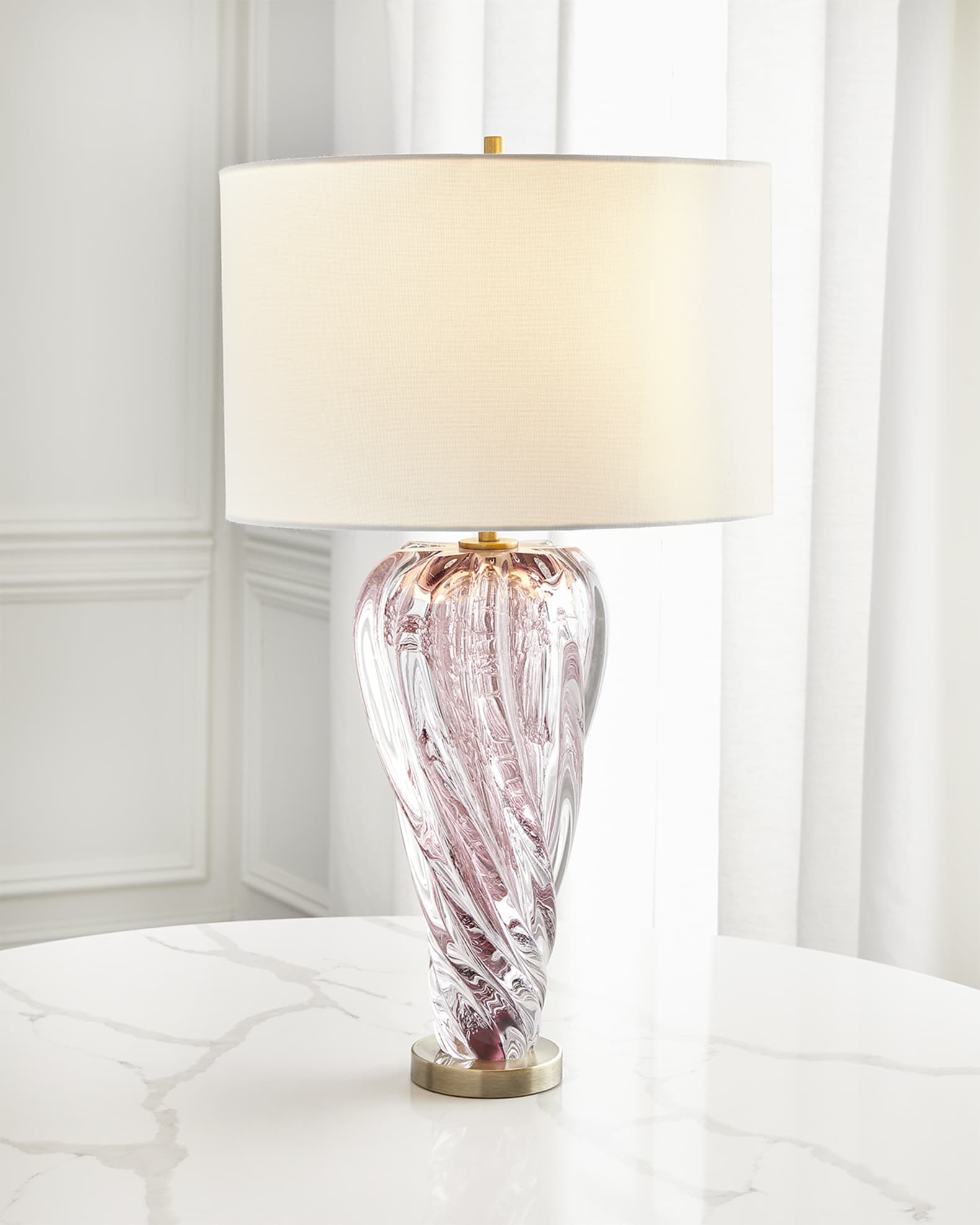 John-Richard Collection Rose Pink Art Glass Table Lamp | Neiman Marcus
