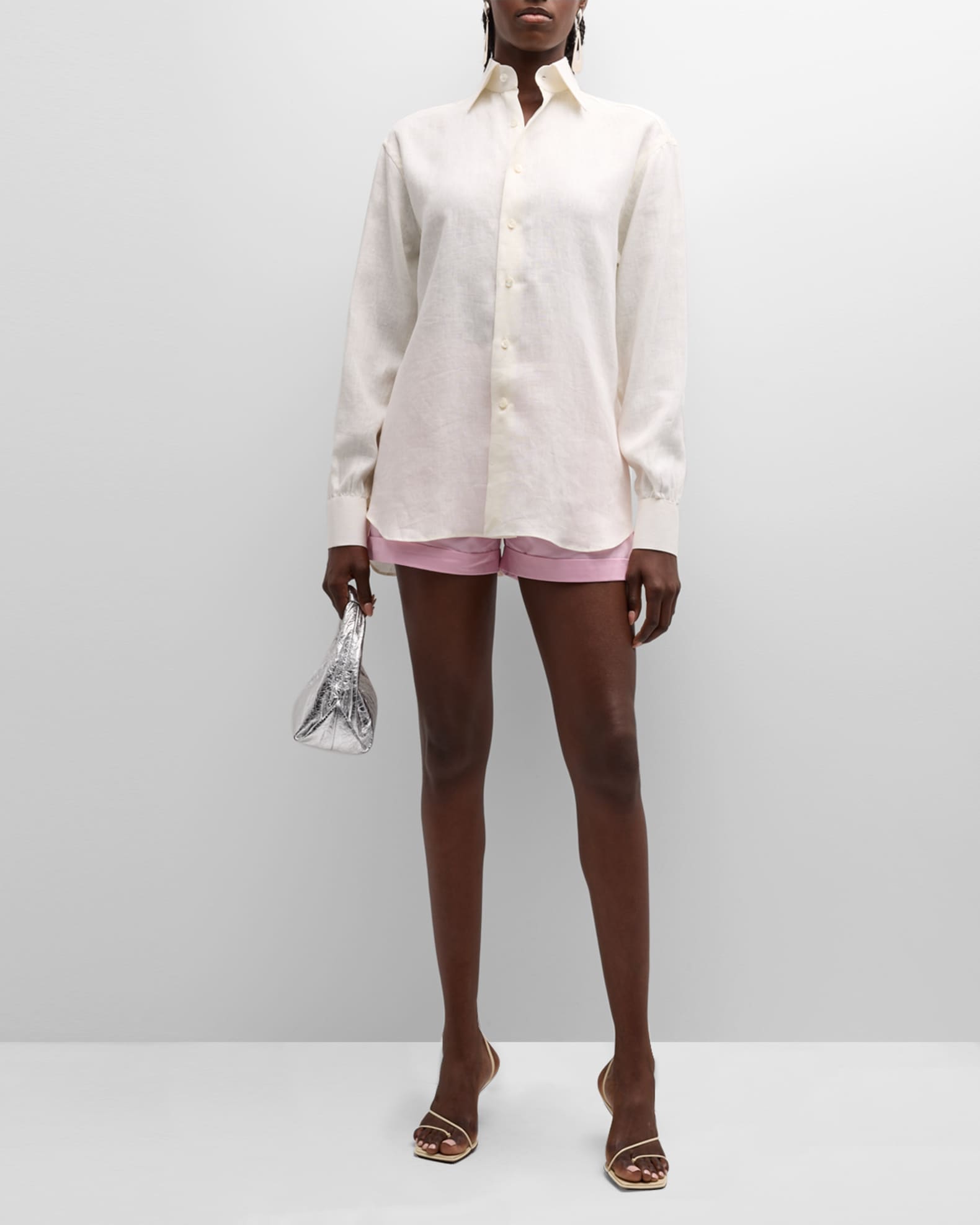 WOERA Open-Back Button-Front Linen Shirt | Neiman Marcus