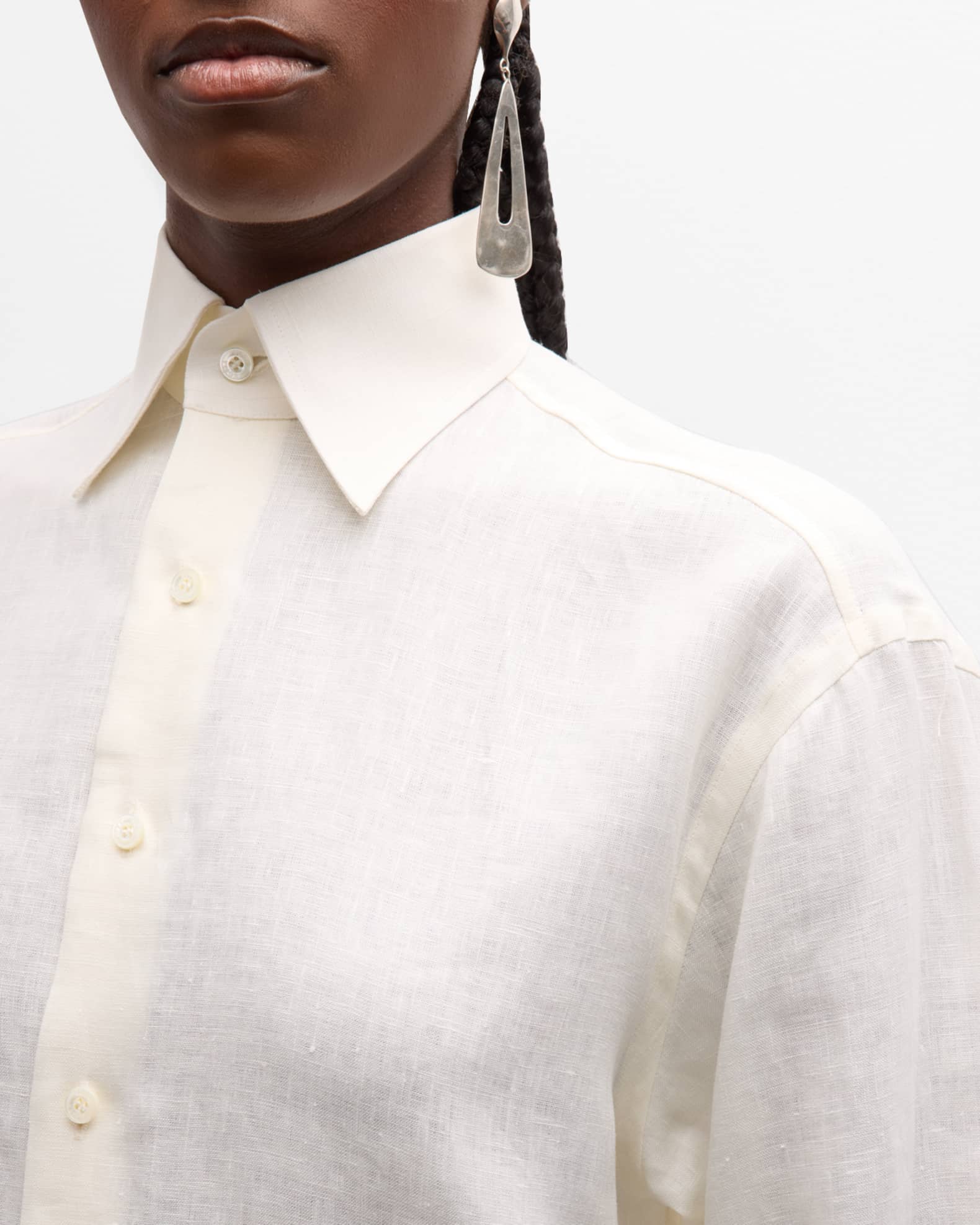 WOERA Open-Back Button-Front Linen Shirt | Neiman Marcus