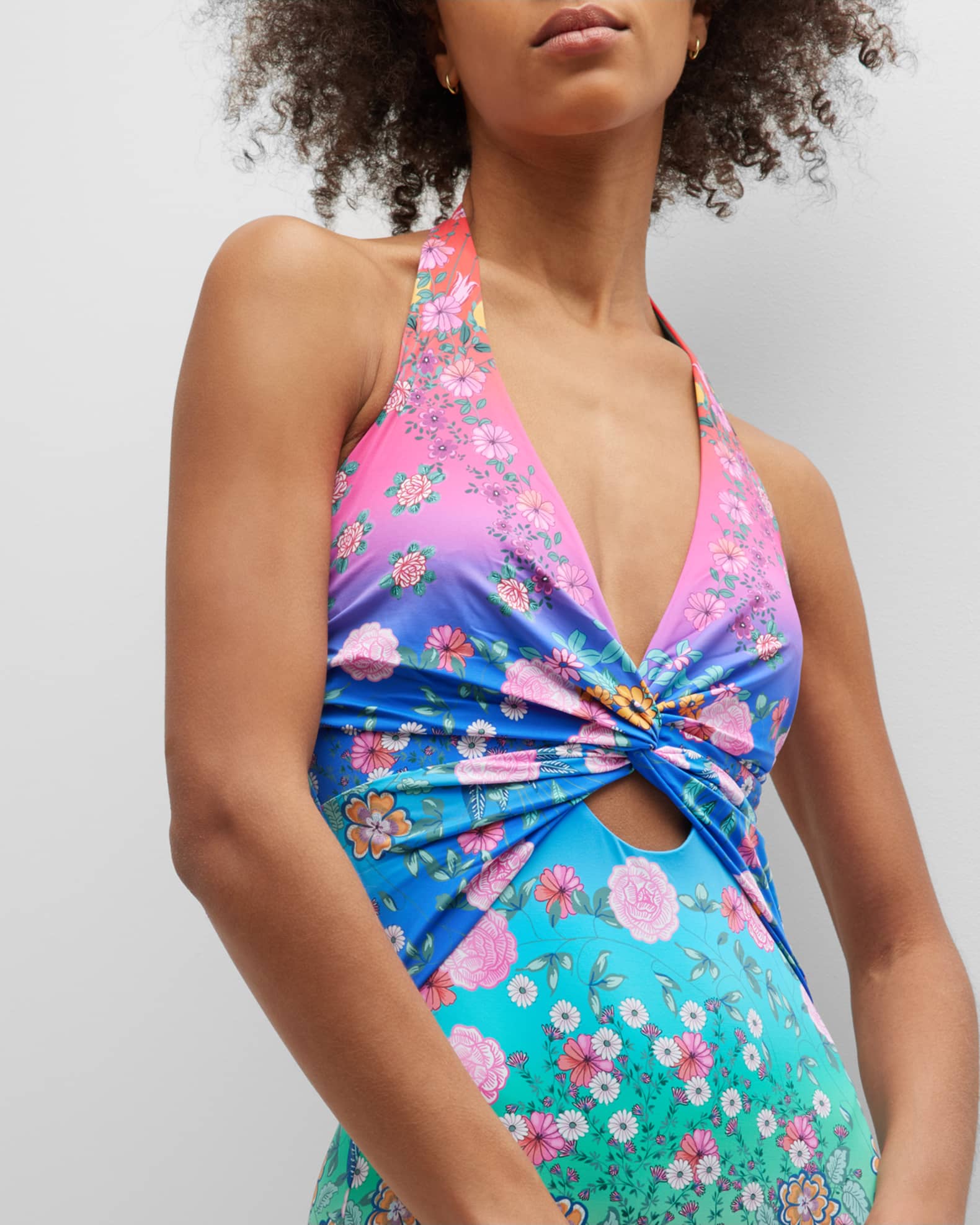 Johnny Was Twist Front Keyhole One Piece Swimsuit Neiman Marcus