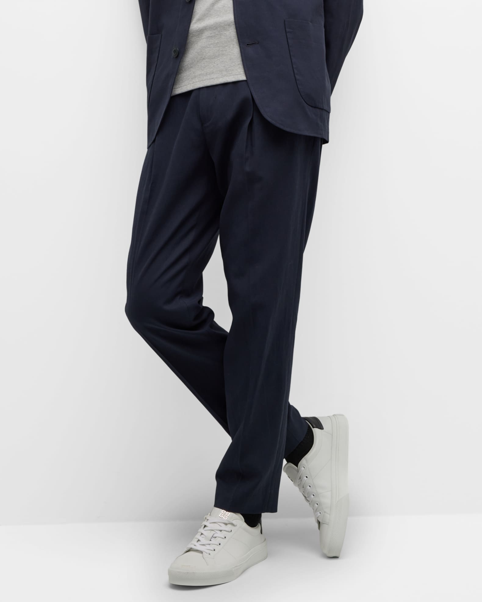 Vince Men's Lyocell Linen-Blend Pleated Pants | Neiman Marcus