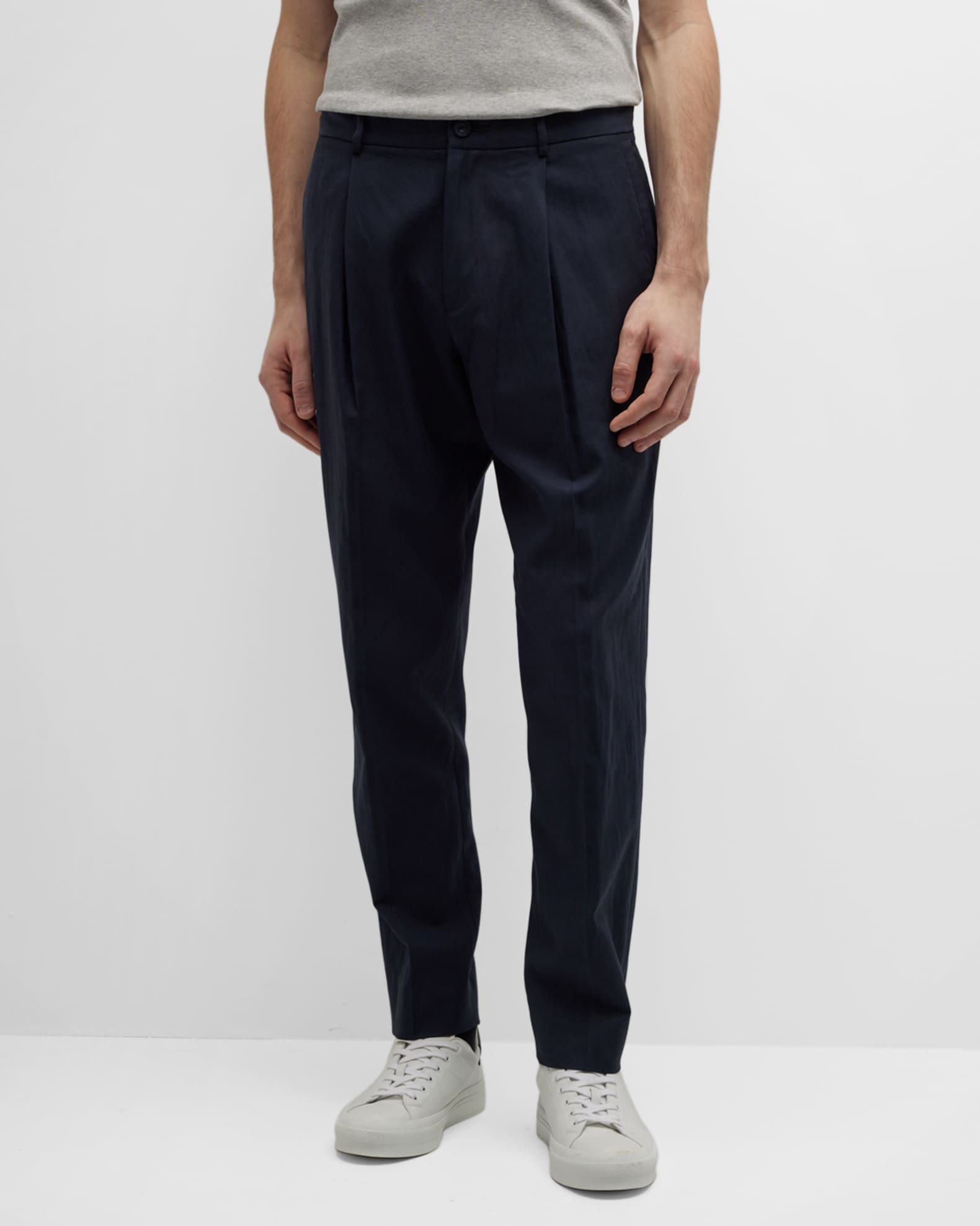 Vince Men's Lyocell Linen-Blend Pleated Pants | Neiman Marcus