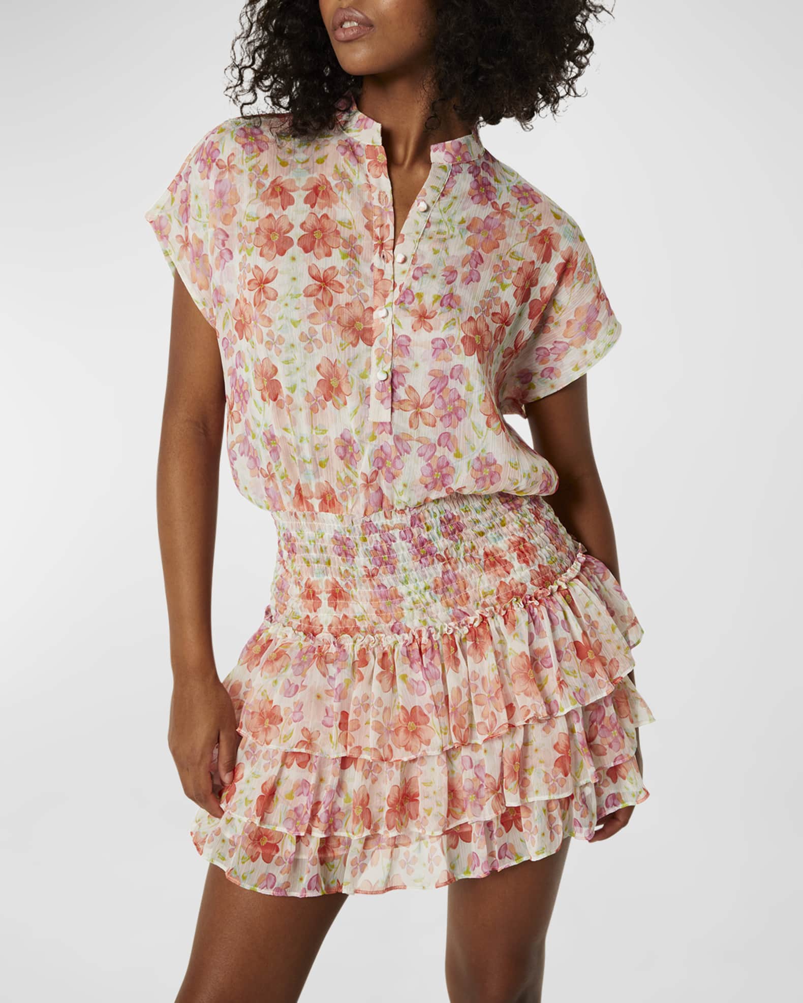 MISA Los Angeles Eloisa Tiered Floral-Print Chiffon Mini Dress | Neiman ...
