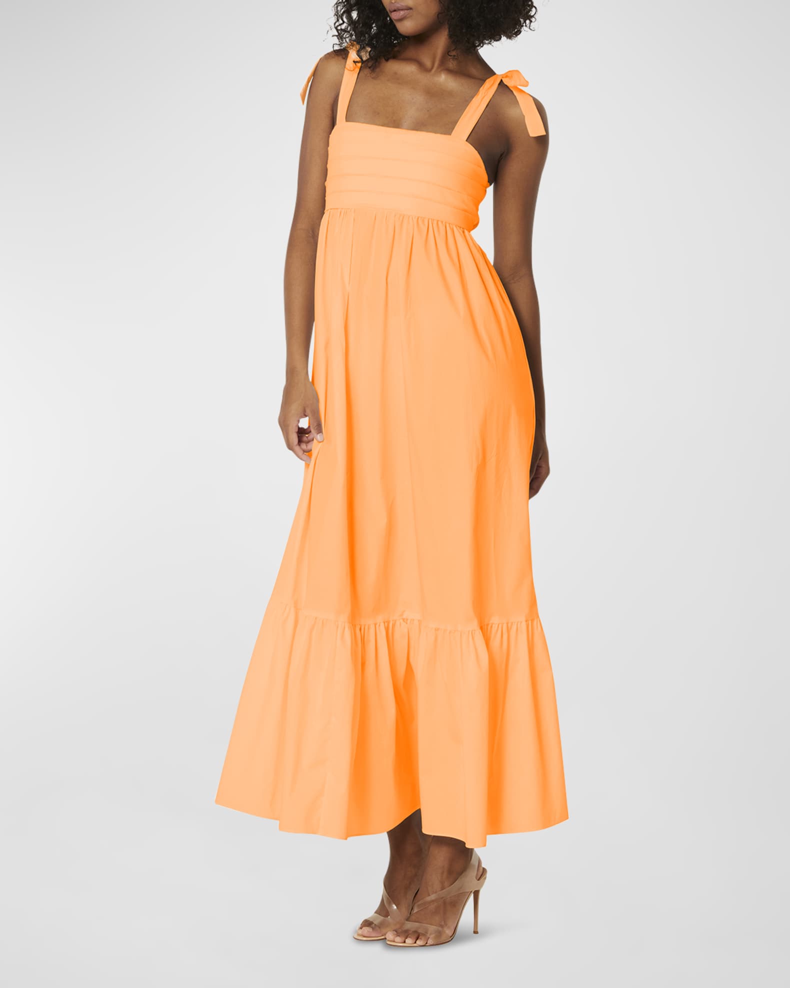 MISA Los Angeles Serafina Square-Neck Tie-Shoulder Maxi Dress | Neiman ...