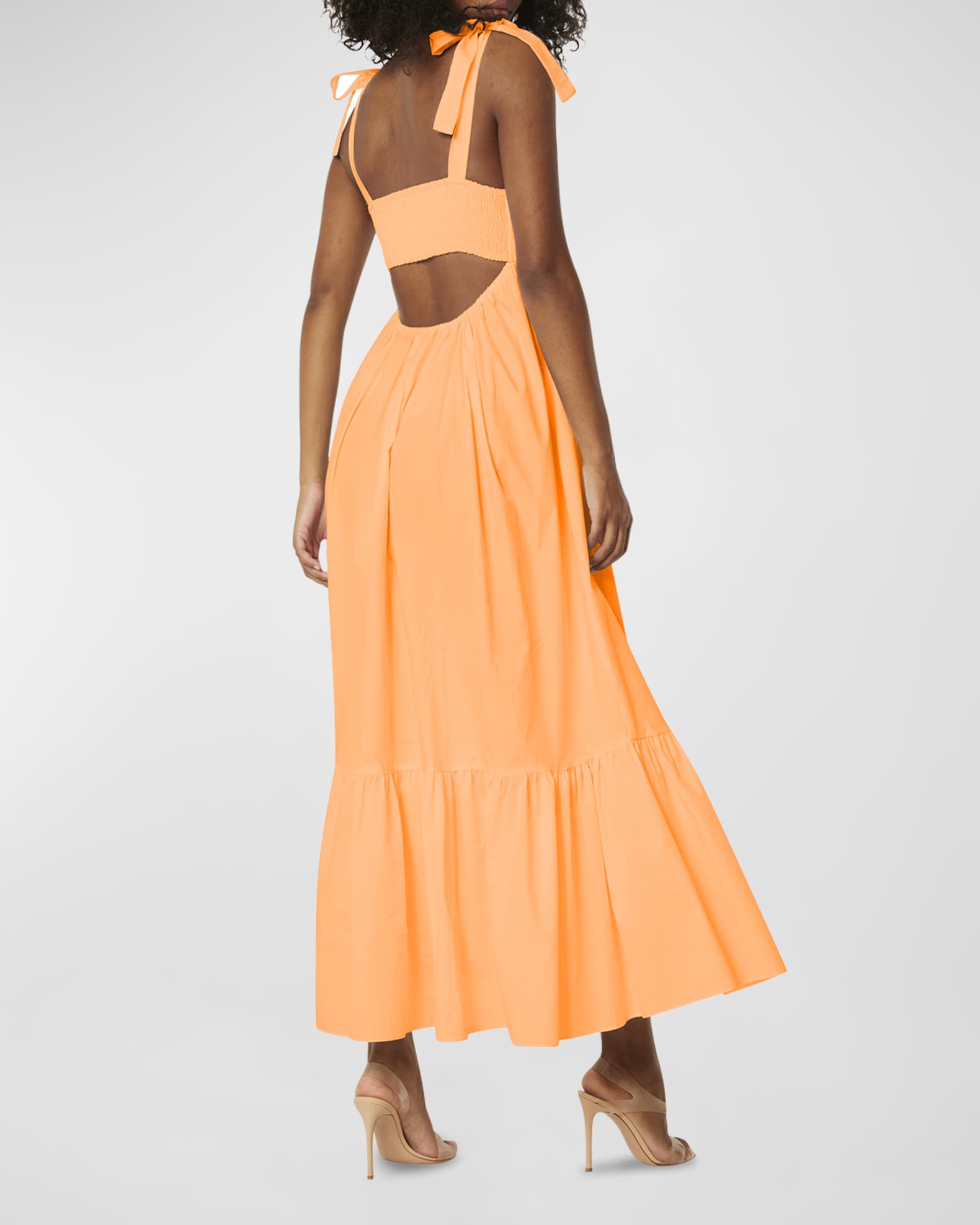 MISA Los Angeles Serafina Square-Neck Tie-Shoulder Maxi Dress | Neiman ...