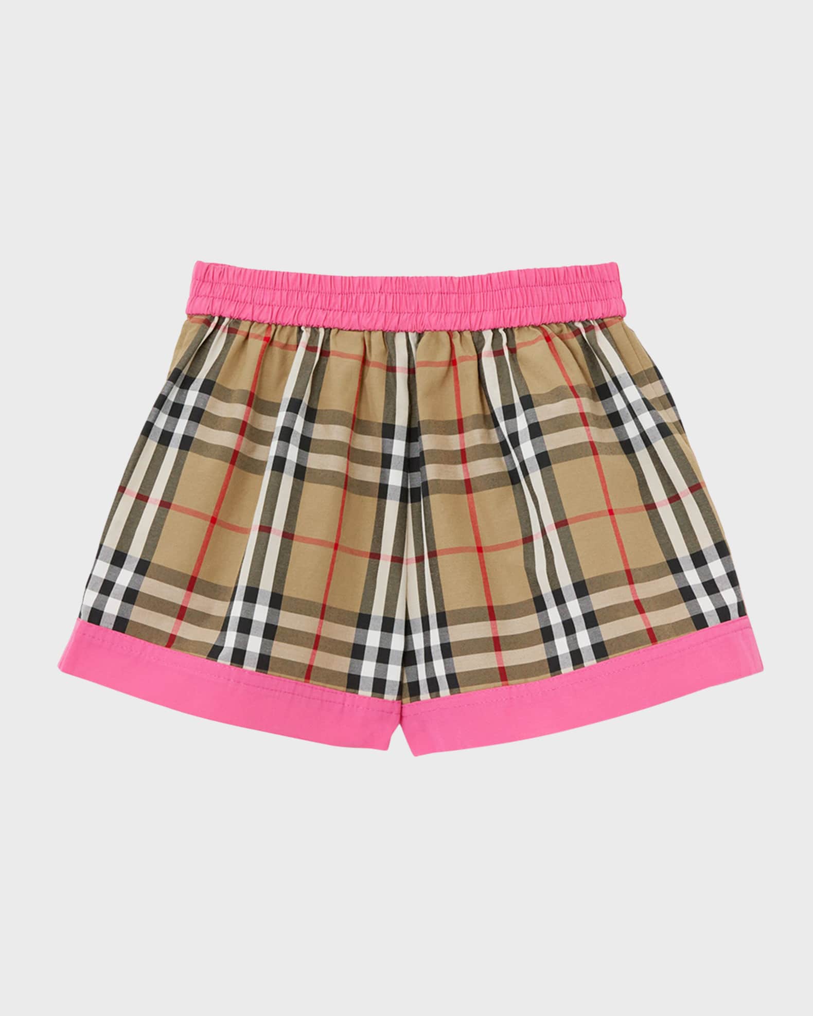 Girl's Aimee Bicolor Check-Print Shorts | Neiman Marcus