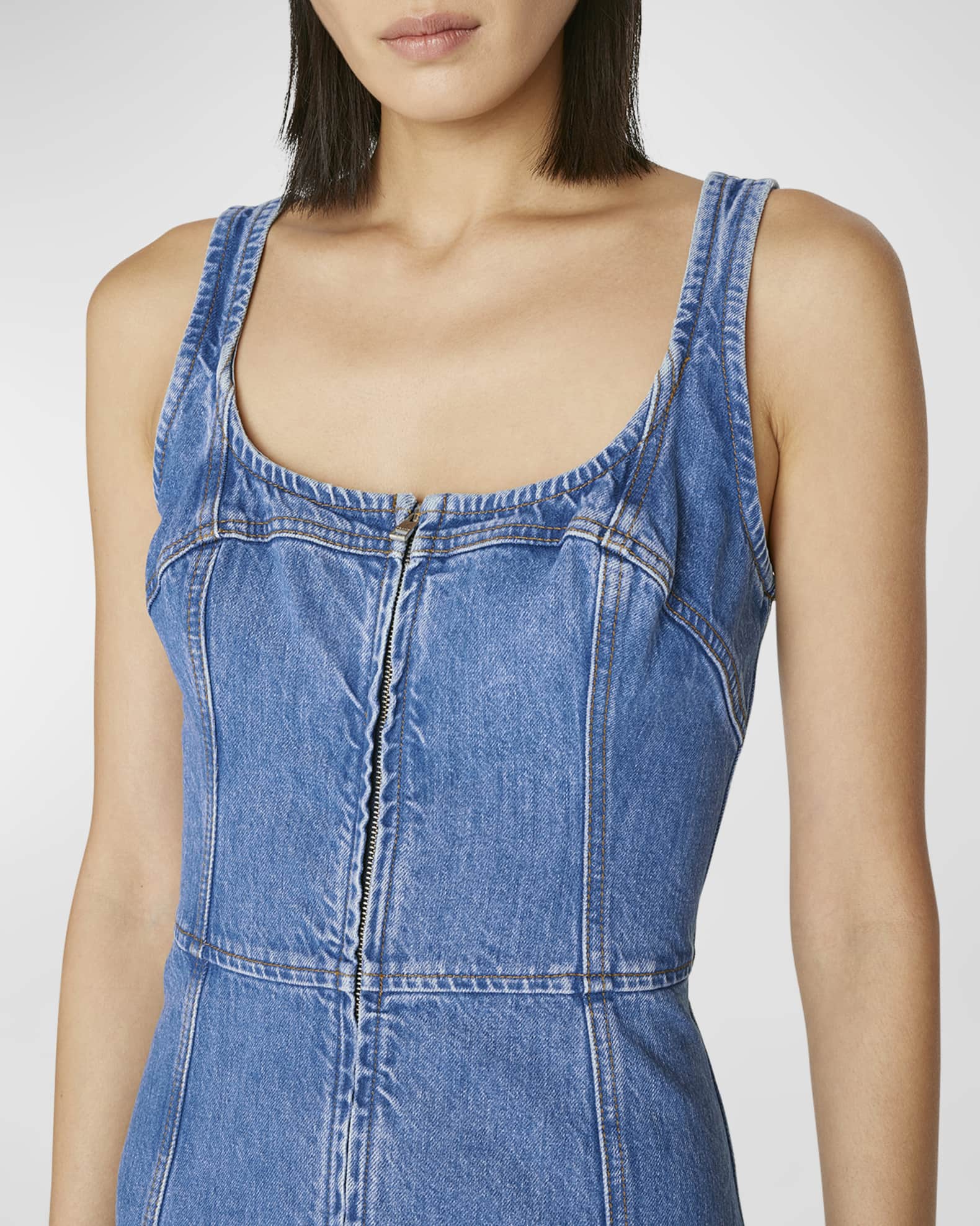 FRAME Denim Zip-Front Mini Dress | Neiman Marcus