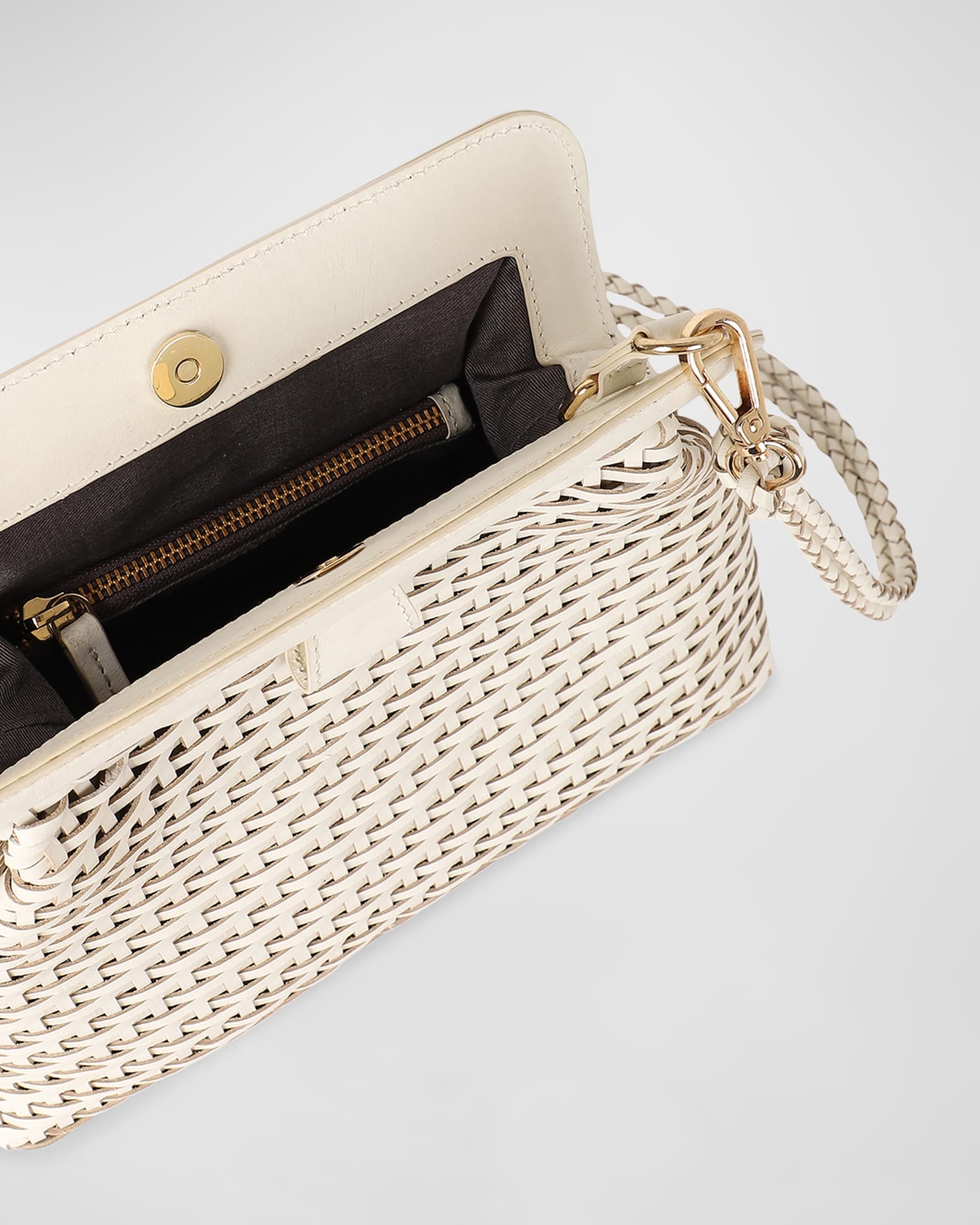 Rafe Fernanda Small Woven Leather Clutch Bag | Neiman Marcus