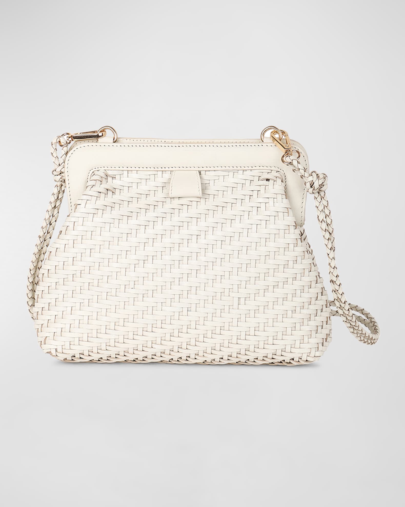 Rafe Fernanda Small Woven Leather Clutch Bag | Neiman Marcus