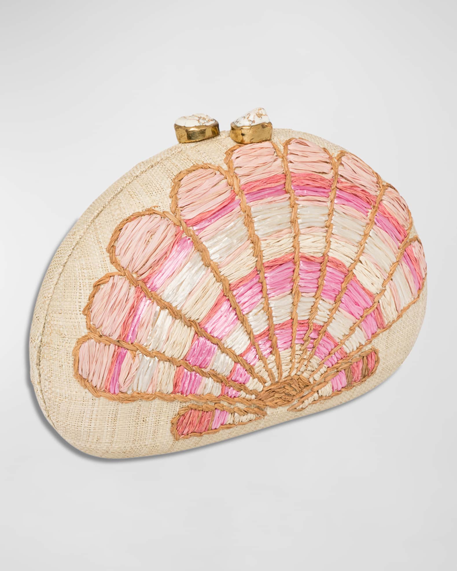 Rafe Berna Shell Straw Clutch Bag | Neiman Marcus