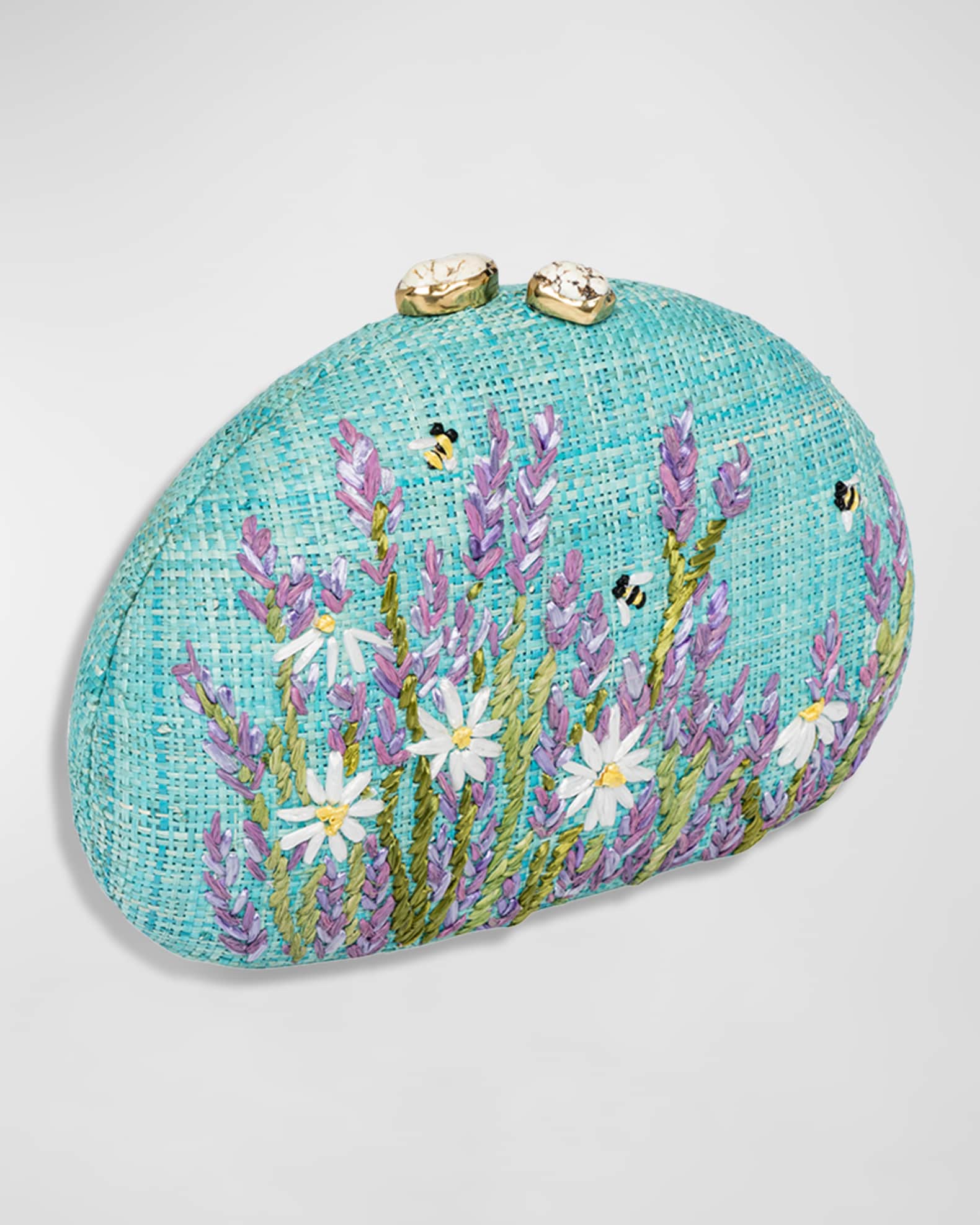 Rafe Berna Flower Straw Clutch Bag | Neiman Marcus
