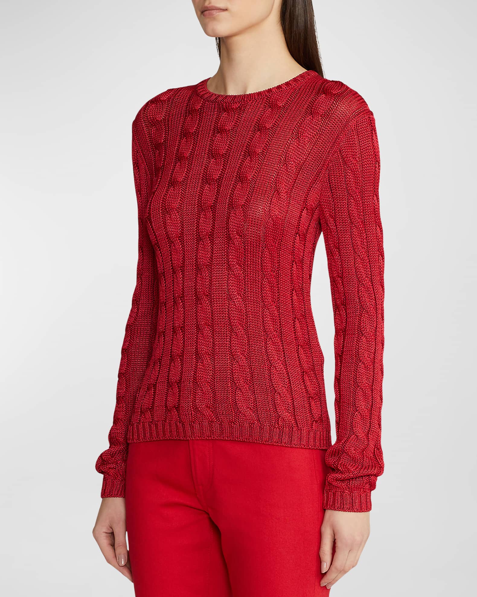 Ralph Lauren Collection Cable Knit Silk Sweater Neiman Marcus