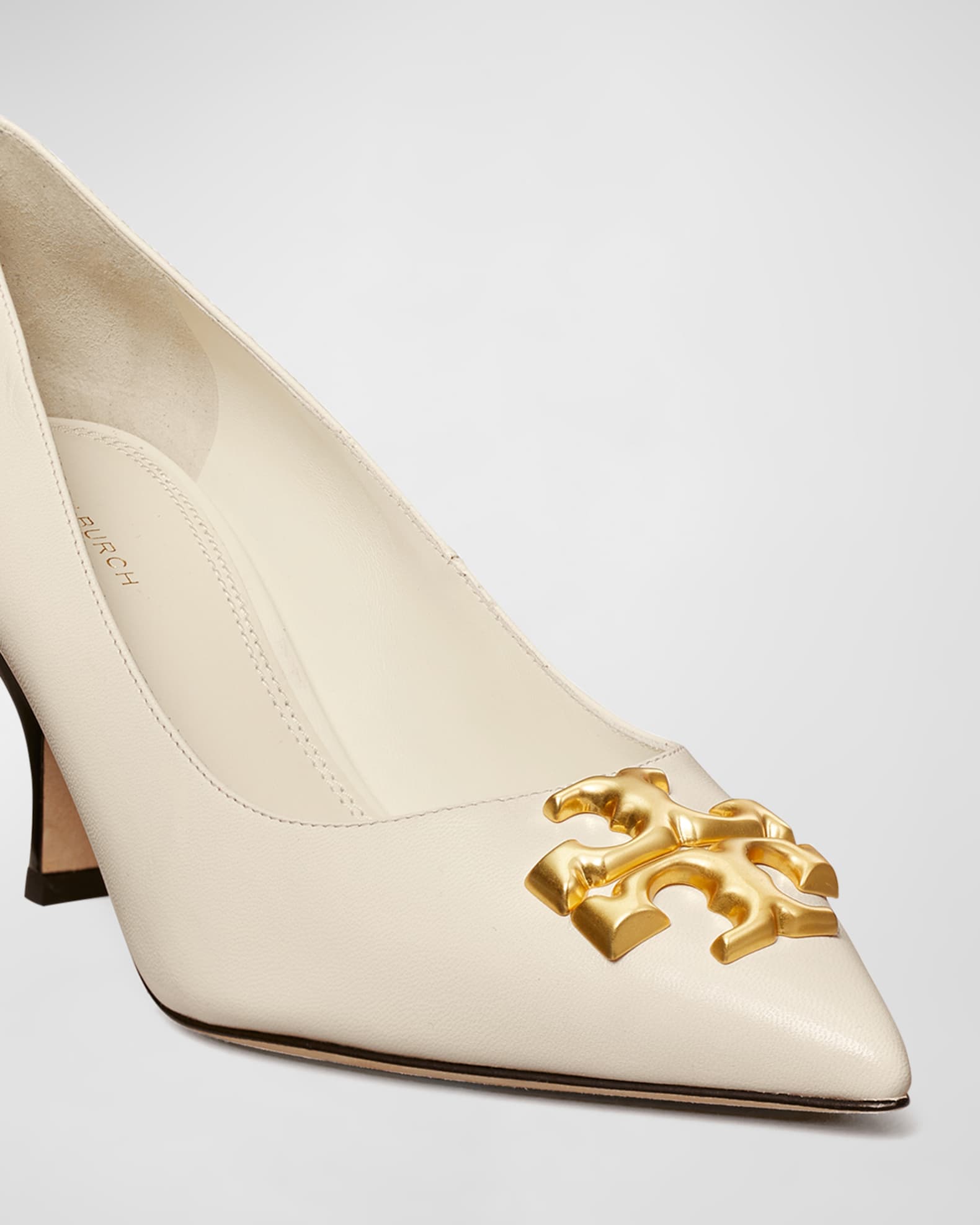 Tory Burch Eleanor Angled Kitten Heel Leather Pumps | Neiman Marcus