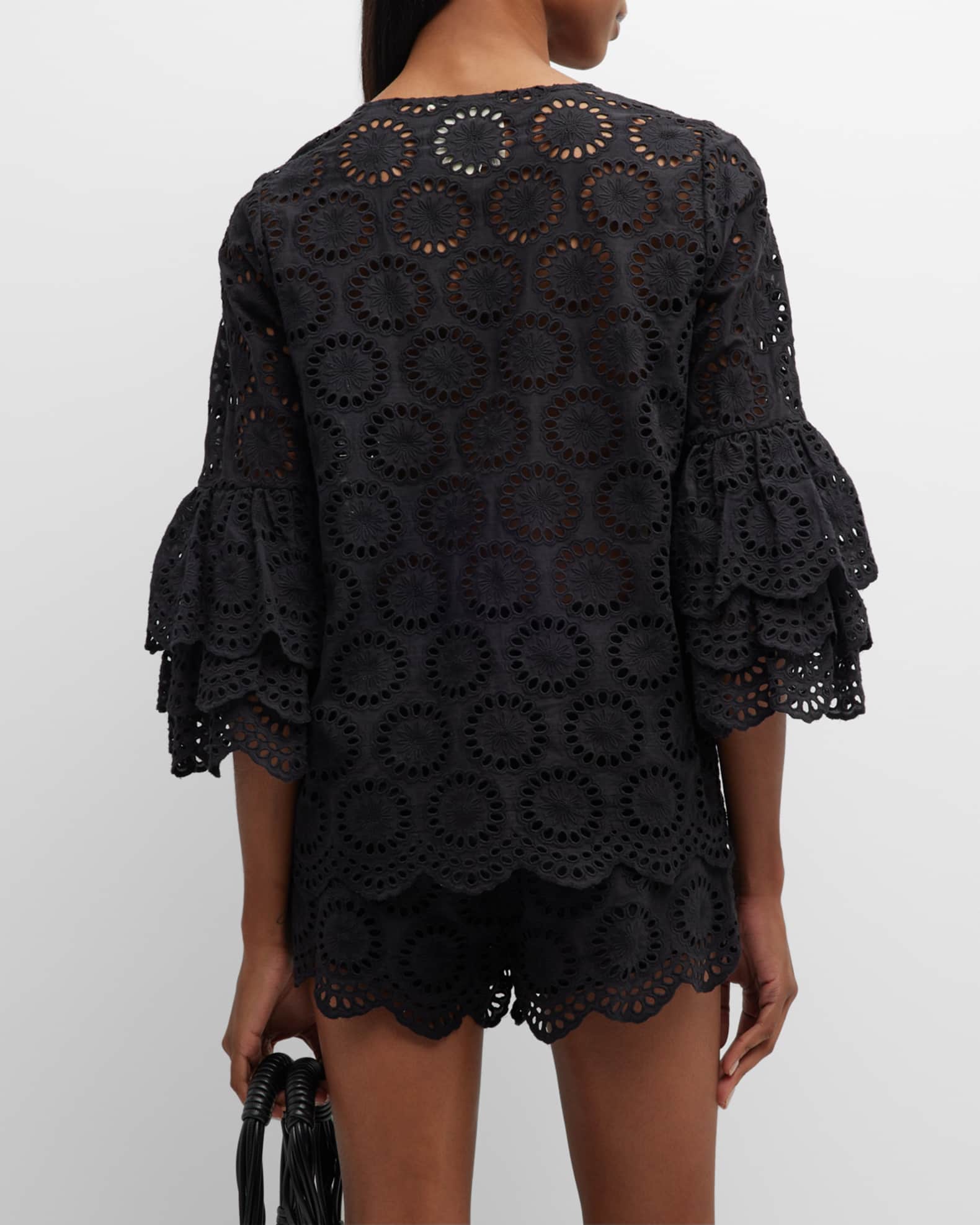 Figue Reina Tiered Ruffle Eyelet Top | Neiman Marcus