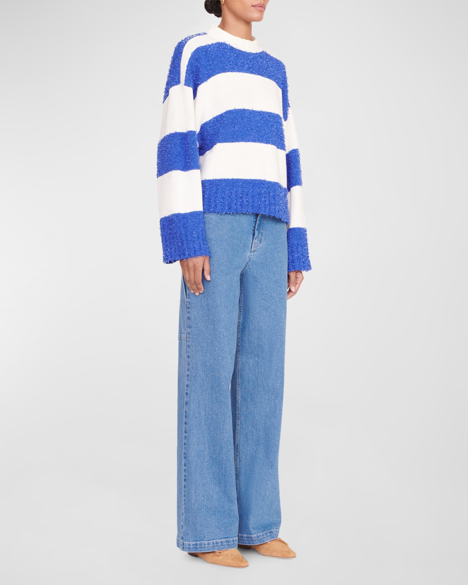 Staud Delaney Striped Crewneck Sweater | Neiman Marcus