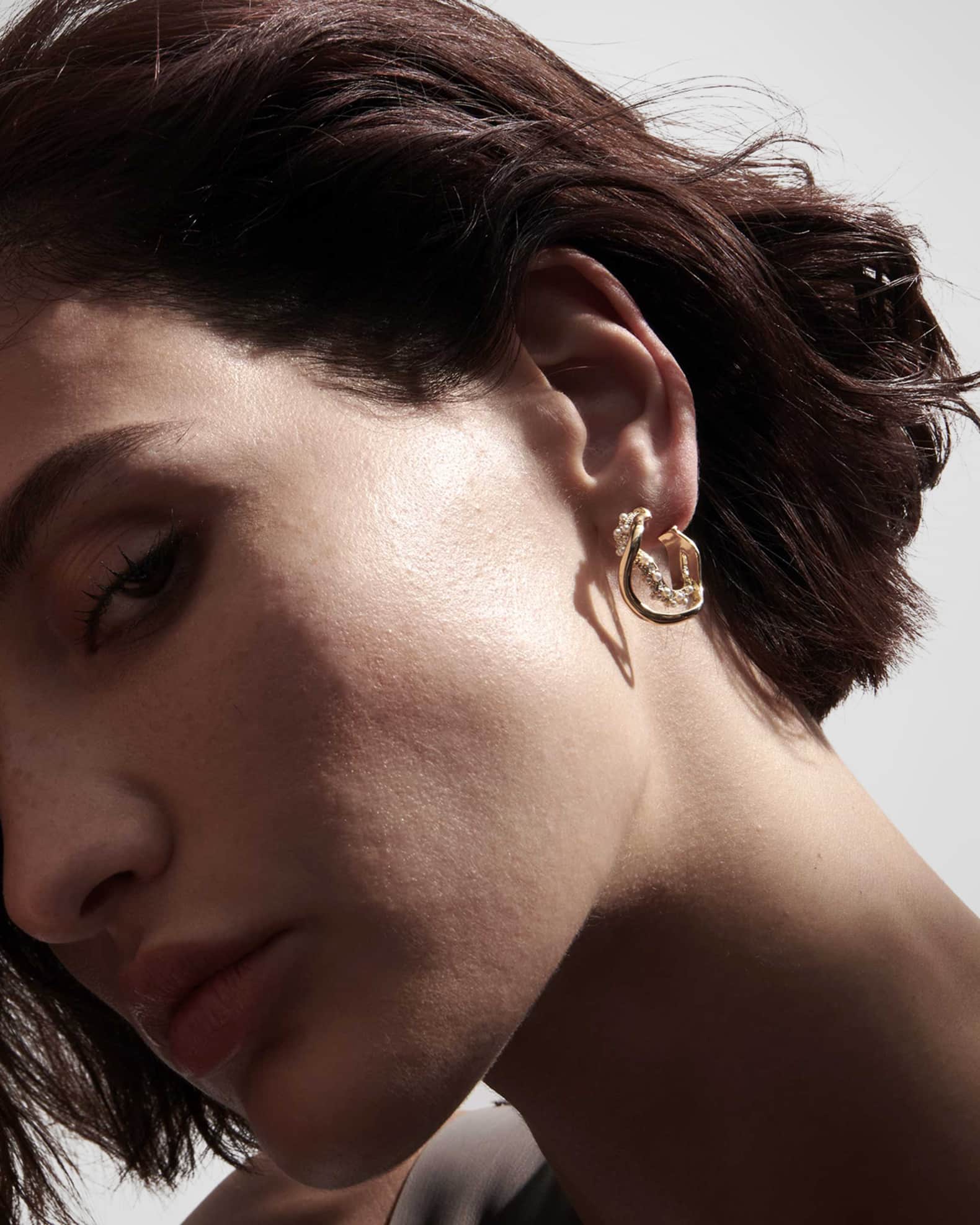 DEMARSON 12K Gold-Plated Sia Mini Pave Crystal Earrings | Neiman Marcus