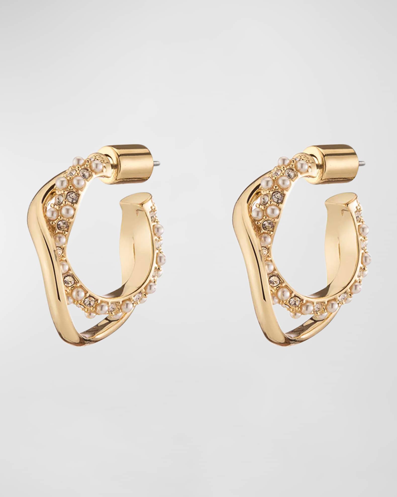 DEMARSON 12K Gold-Plated Sia Mini Pave Crystal Earrings | Neiman Marcus